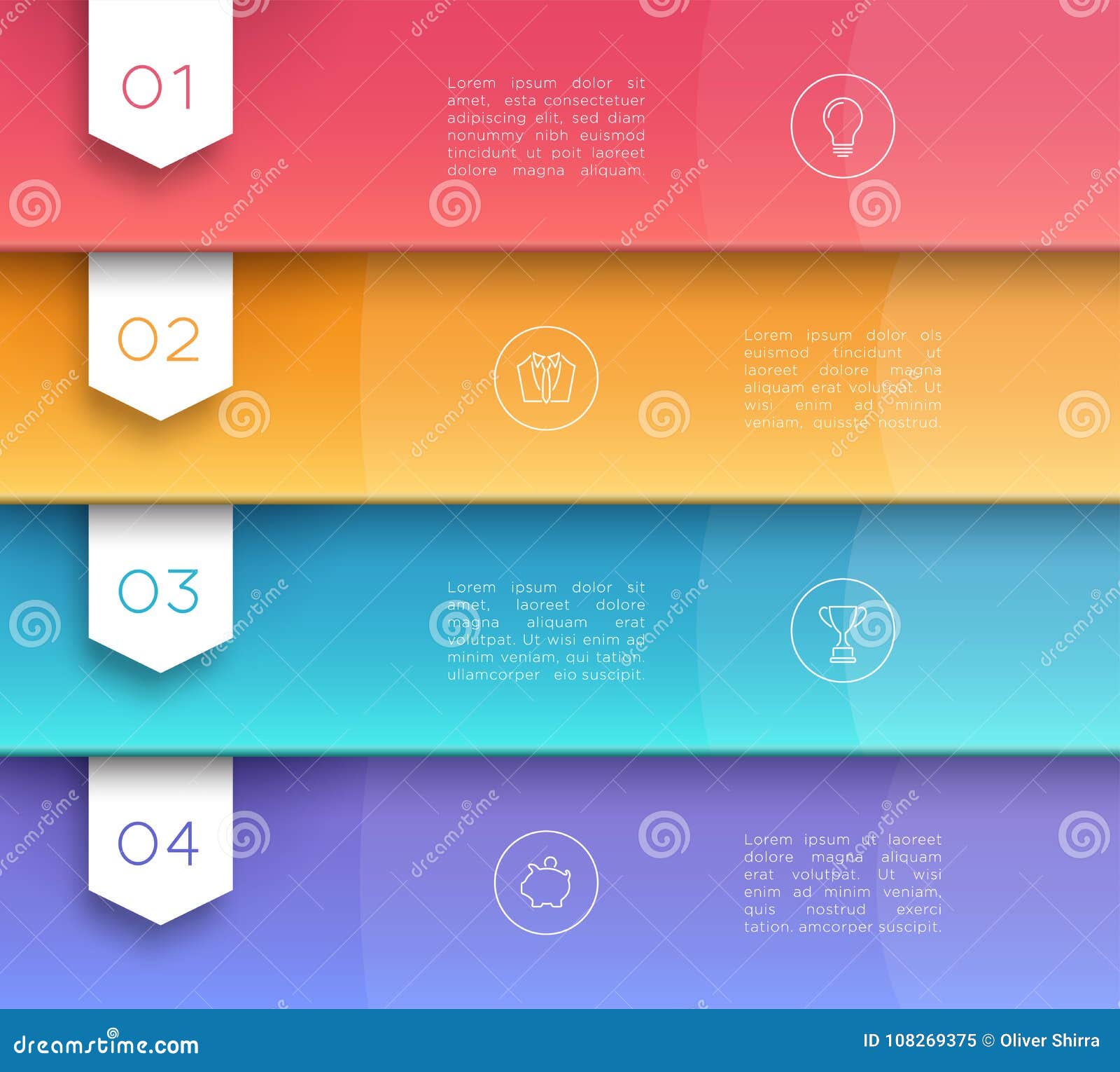 Vector 3D Colorful Text Banner Flags Number 1 To 4 Stock Vector ...