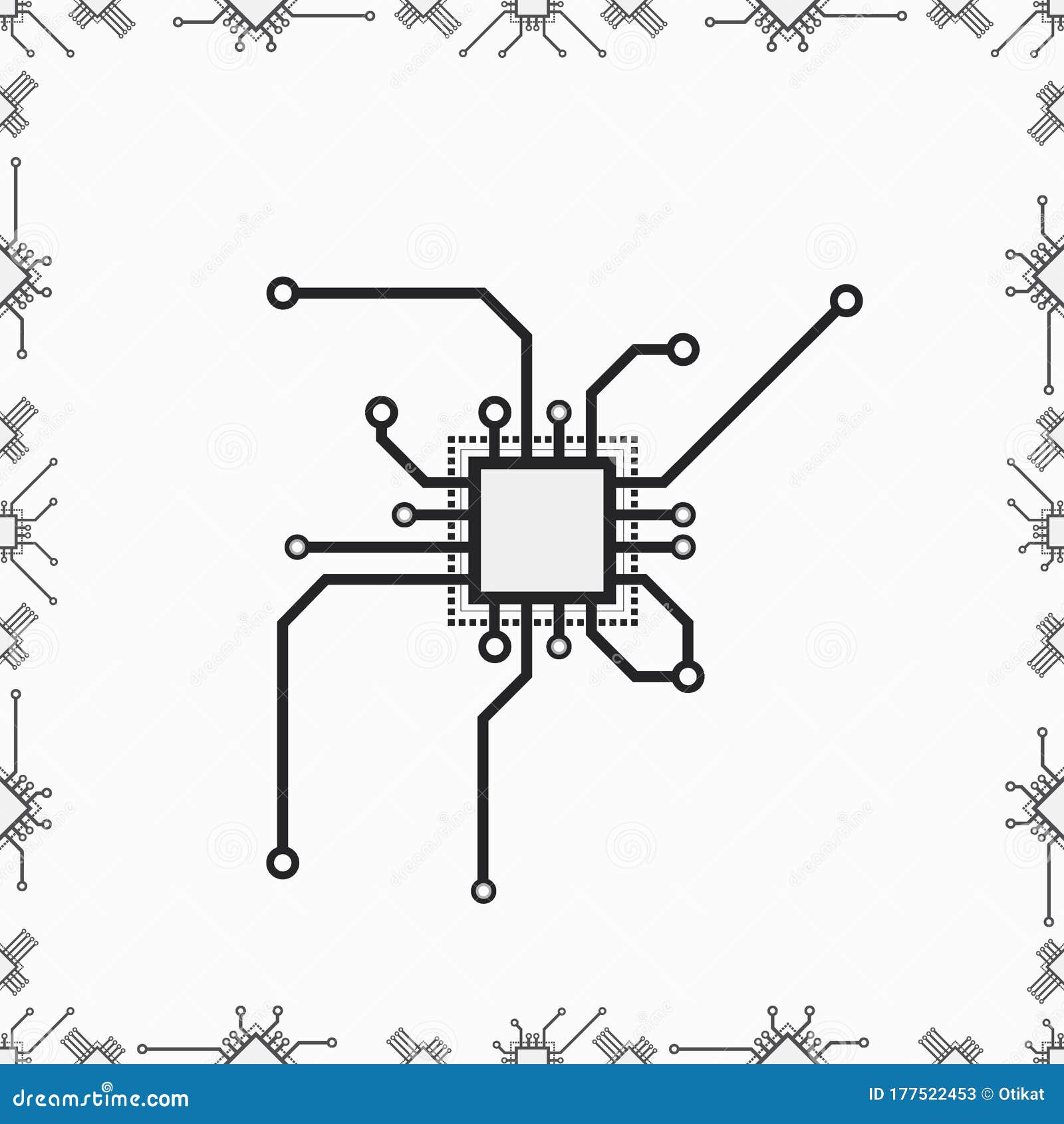 Vector 2d Concept CPU Seamless Vector Illustration Stock Illustration ...