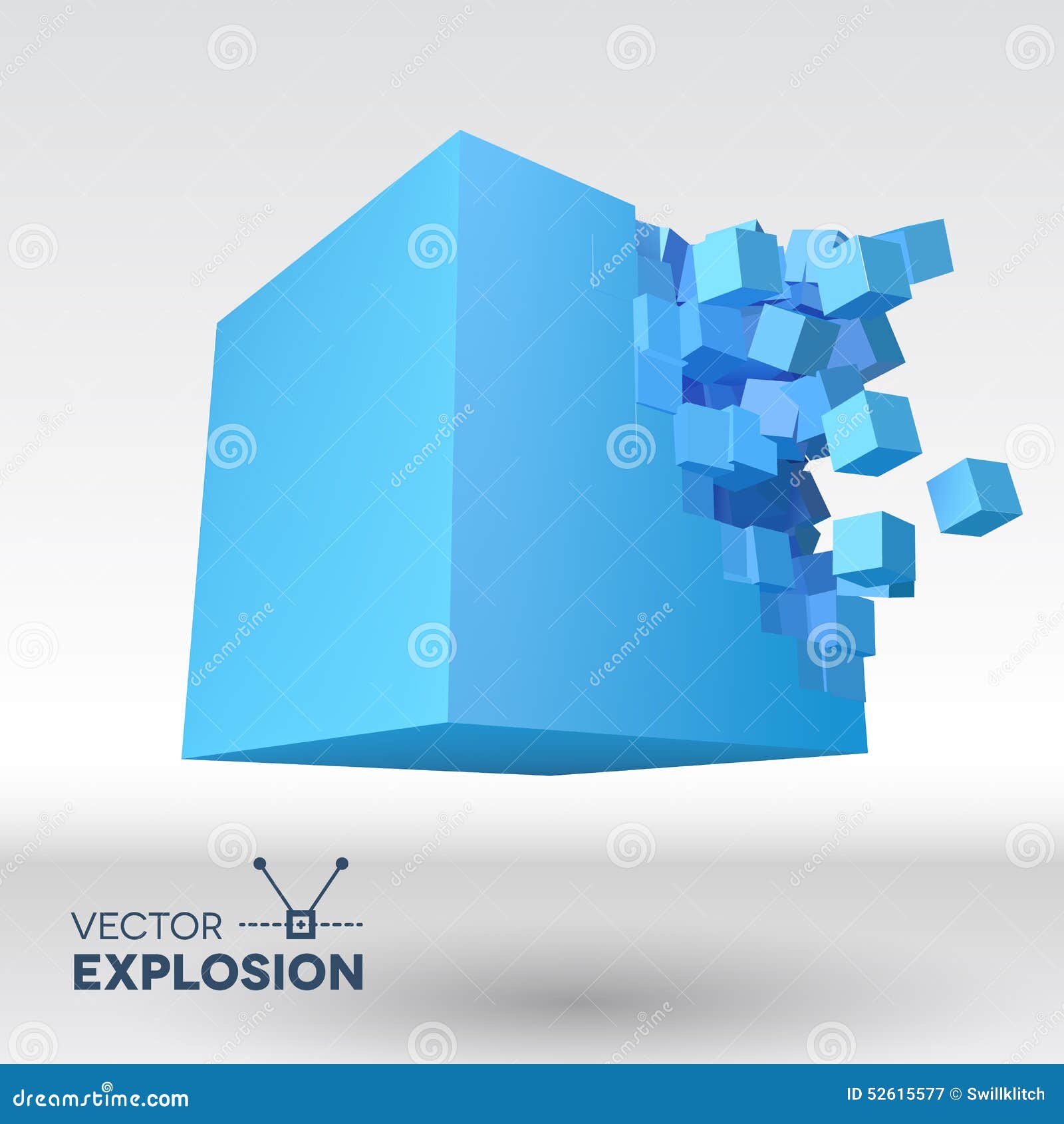 Vector 3D Cube Explosion with Cubical Particles Stock Vector ...