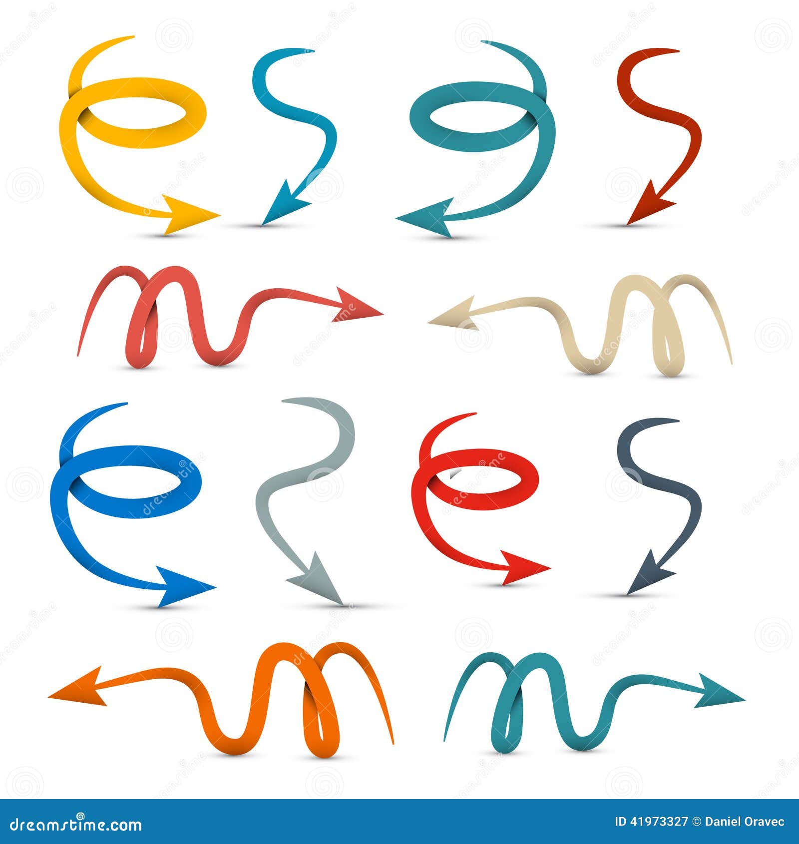 Vector 3d Curved Arrows Set Stock Vector - Illustration of green ...