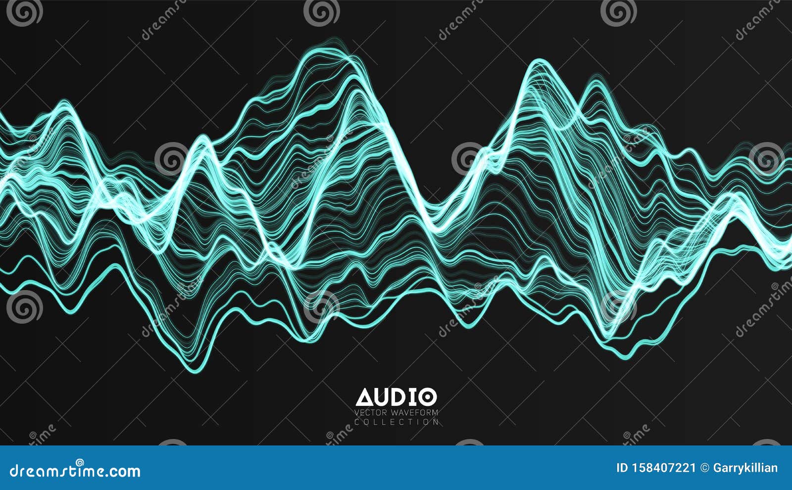 Vector 3d Echo Audio Wavefrom Spectrum. Abstract Music Waves ...