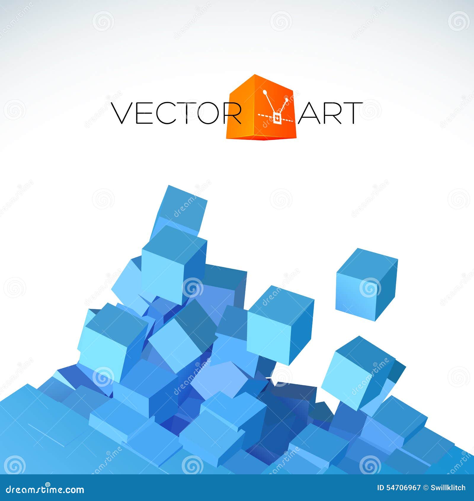 Vector 3D Explosion Background with Cubical Stock Vector - Illustration ...