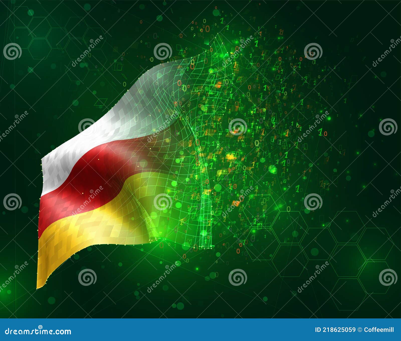 Vector 3d Flag on Green Background with Polygons and Data Numbers Stock ...