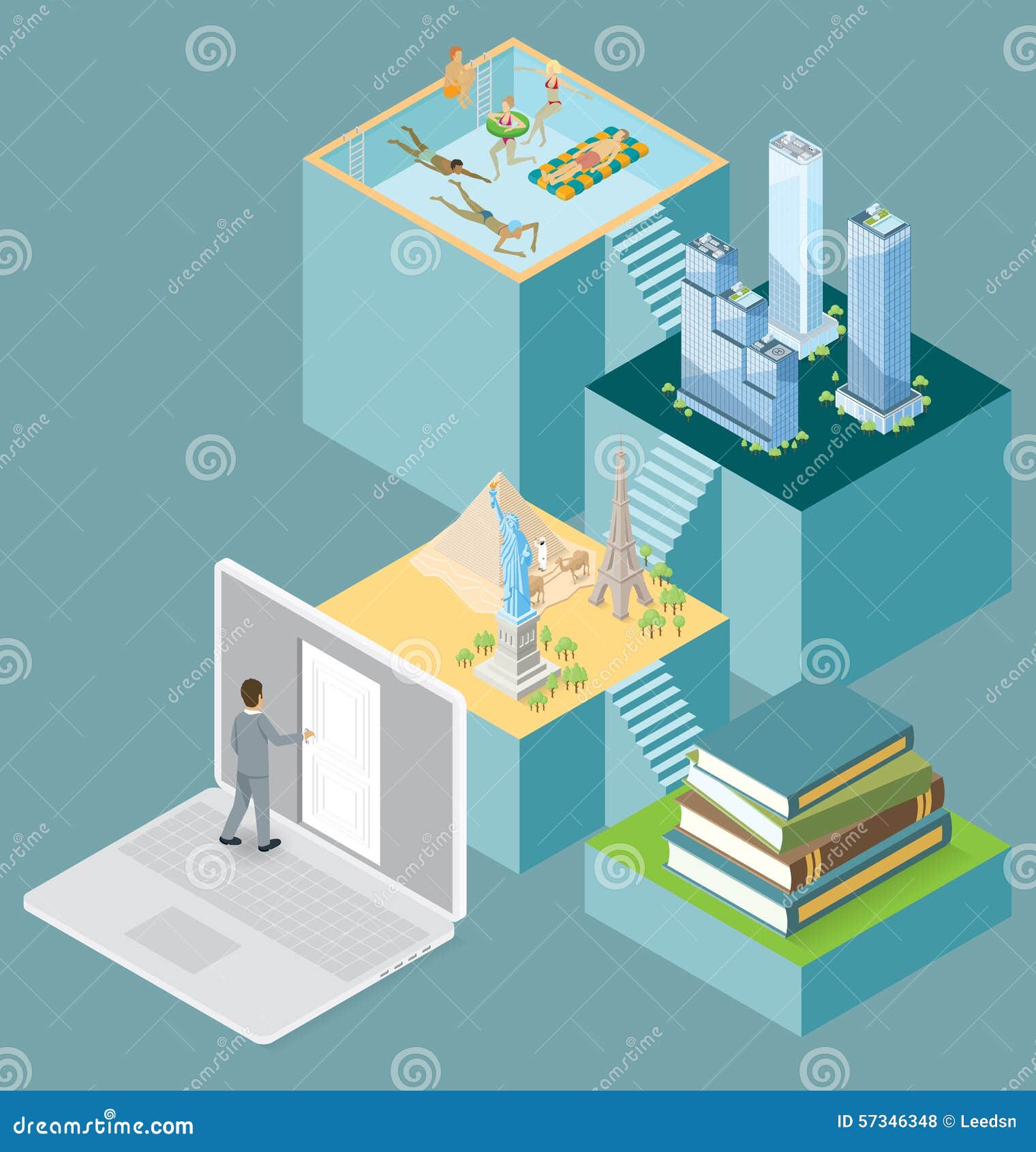 Vector 3d Flat Isometric with Internet Concept Stock Vector ...