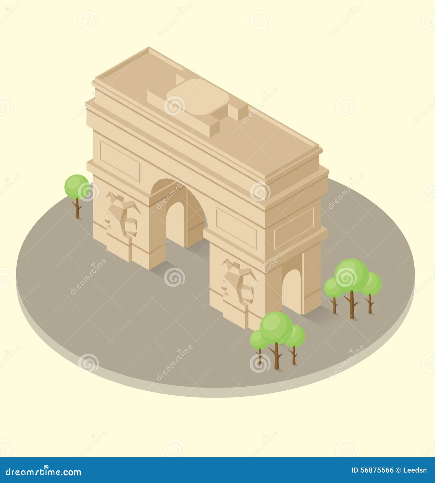 Vector 3d Flat Isometric Monument Stock Vector - Illustration of ...