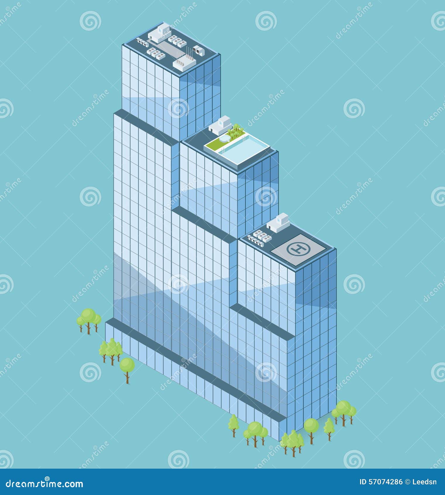 Vector 3d Flat Isometric Office Building Stock Vector - Illustration of ...