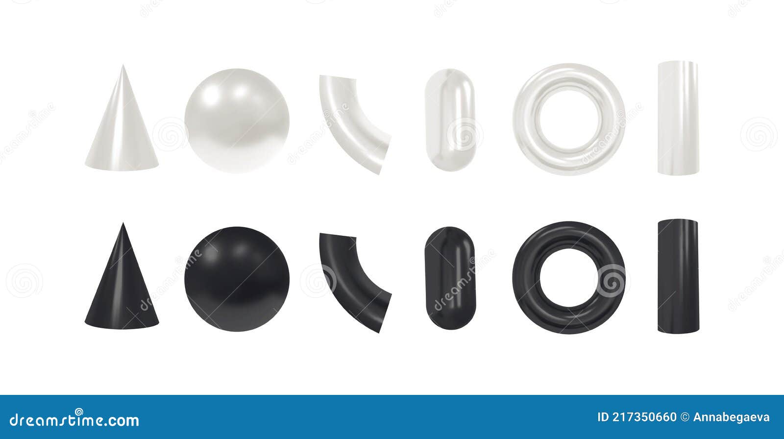 Vector 3d Geometric Objects. Isolated Black and White Shapes Stock ...