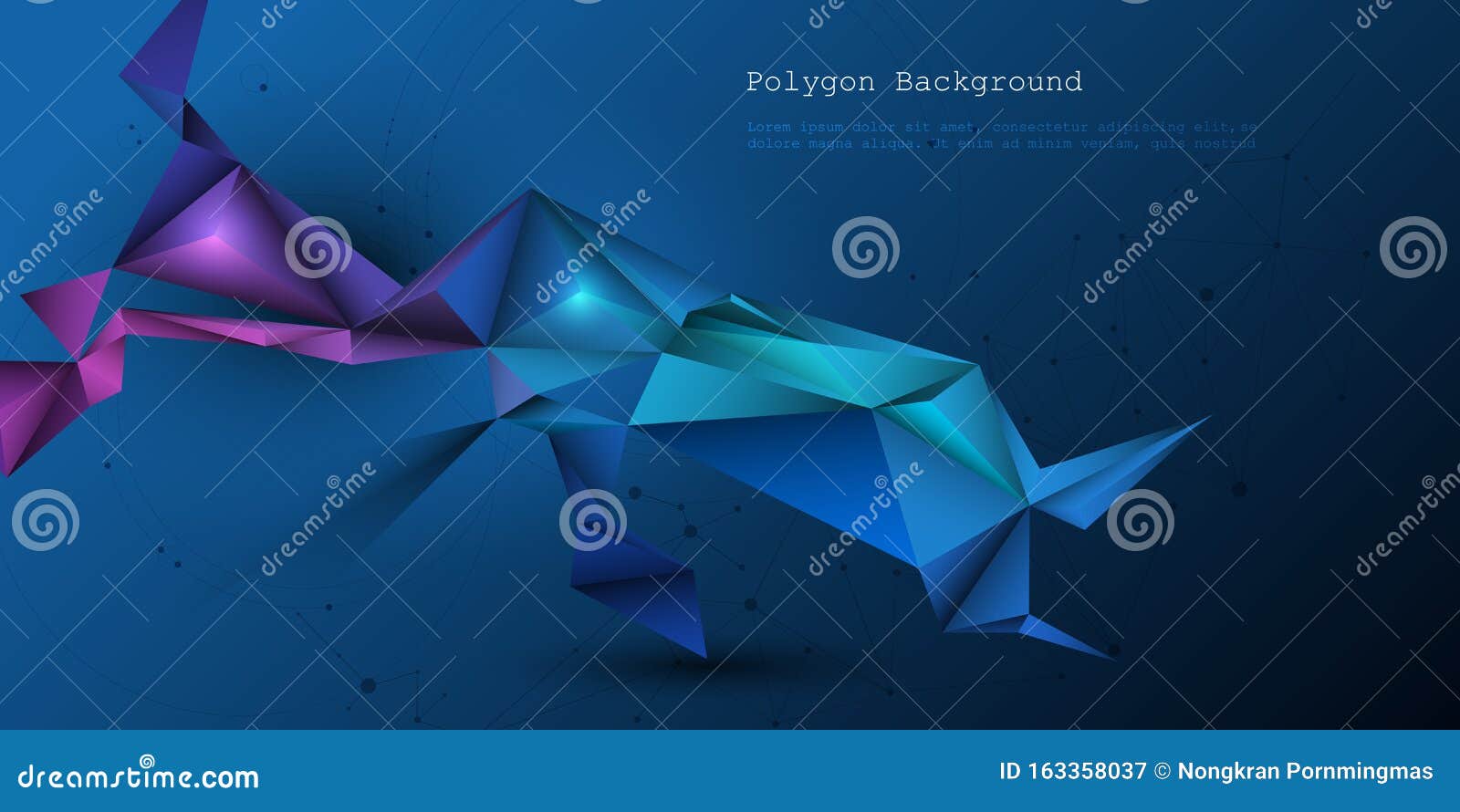 Illustration Low Poly, Polygonal Design with Blue Color Background ...