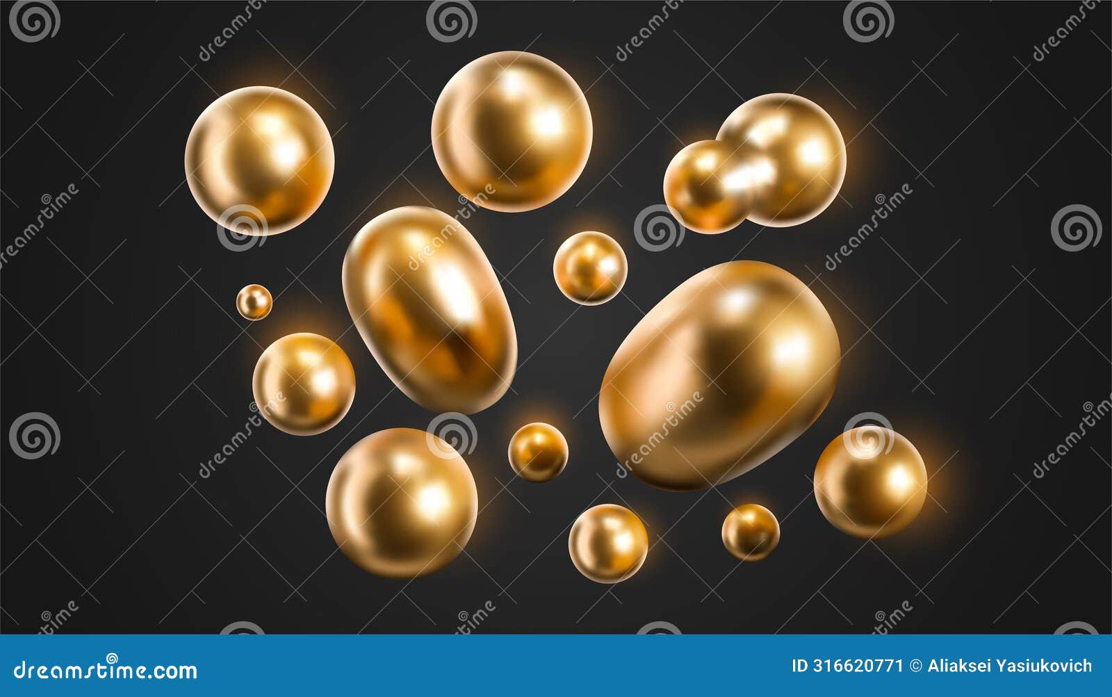 Vector 3d Gold Liquid Blobs. Stock Vector - Illustration of element ...