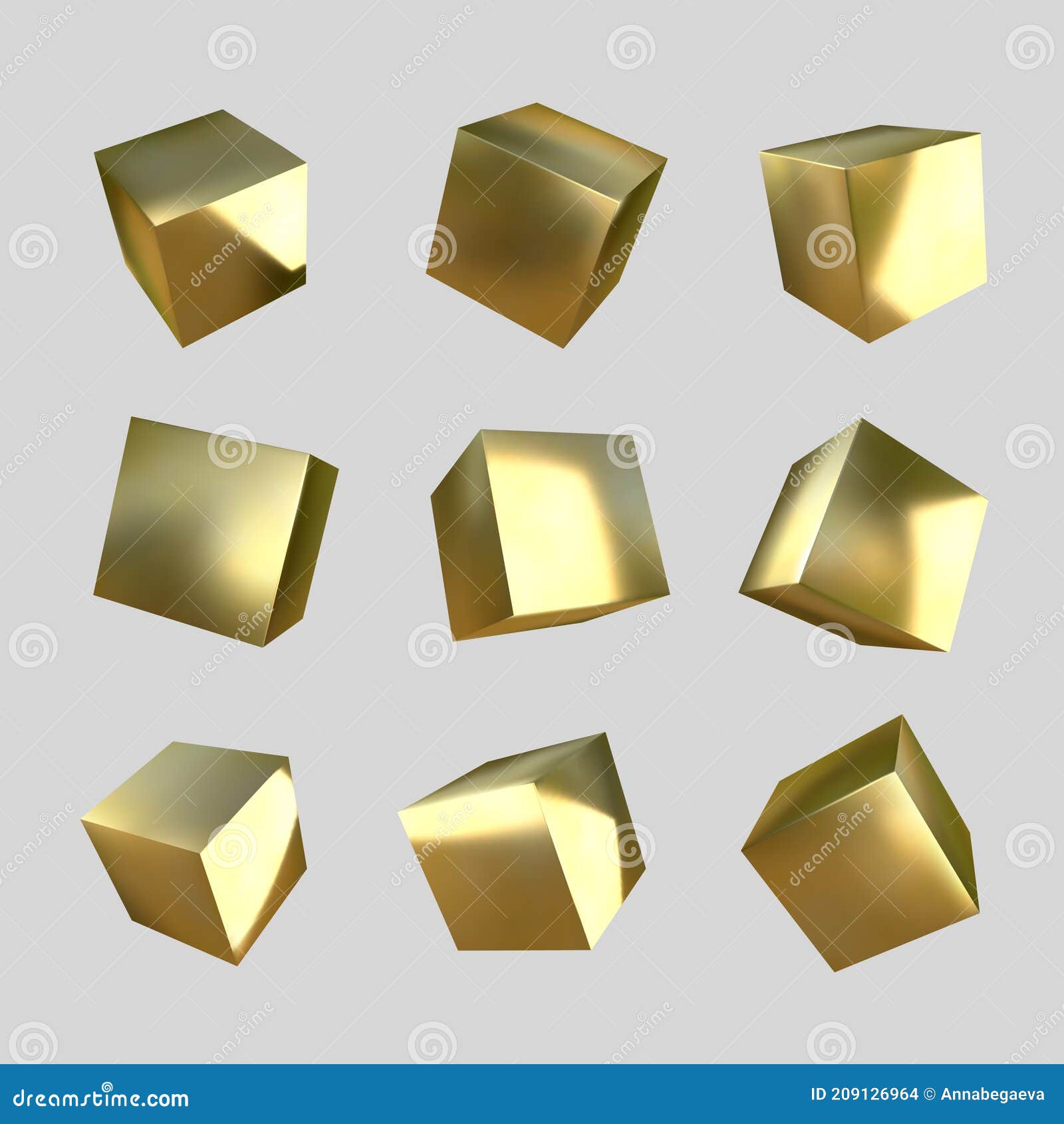 Vector 3d Golden Cubes on White Background. Realistic Design Elements ...