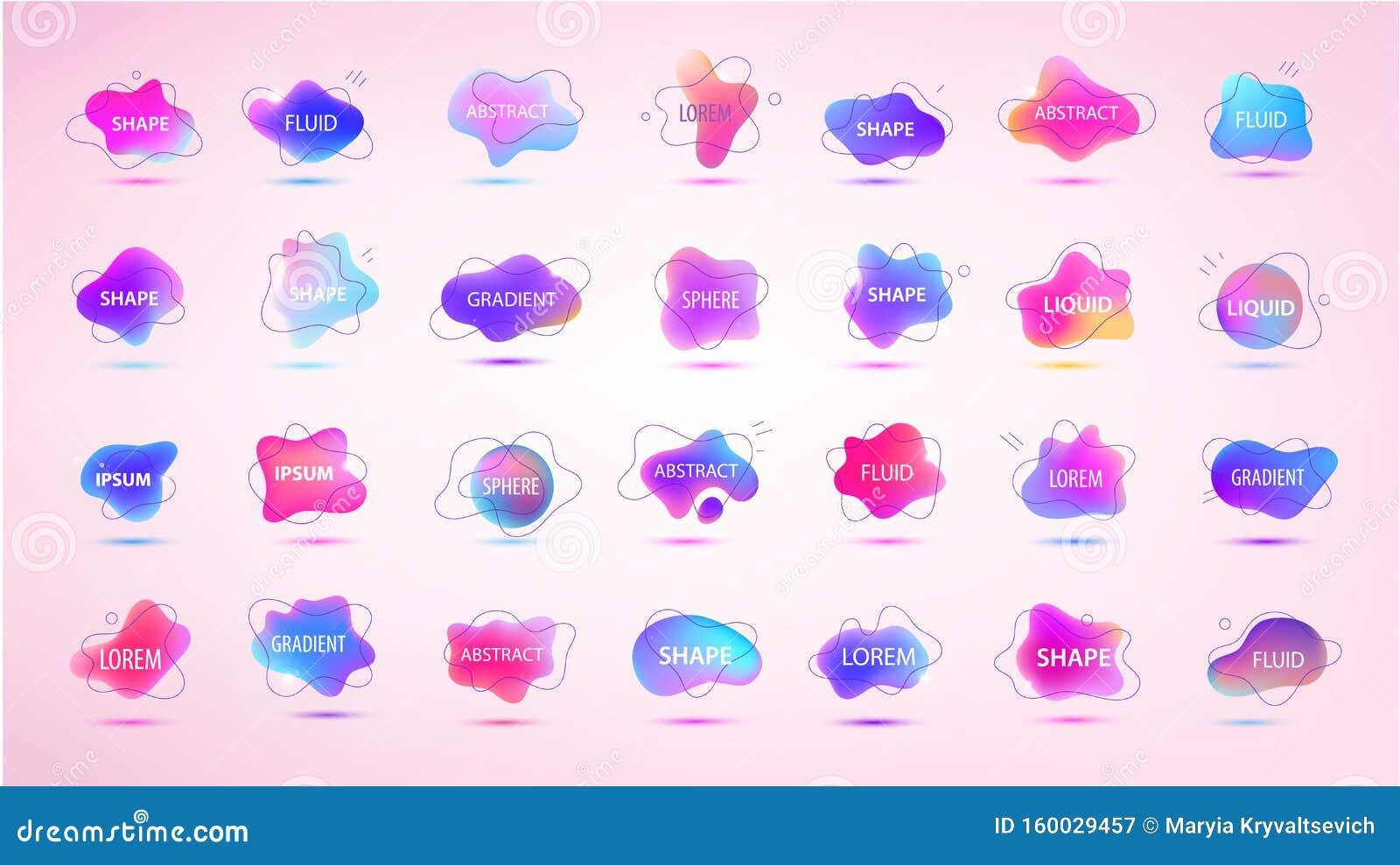 Vector 3d Gradient Spots Set with Line Shapes Isolated. Abstract ...