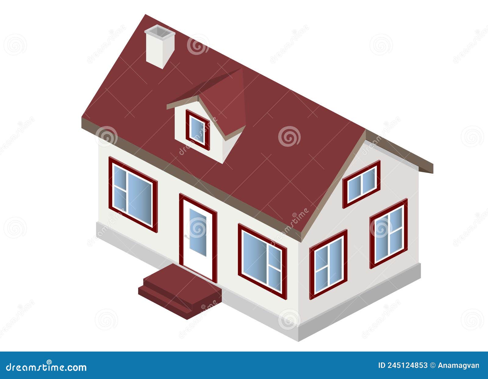 Vector. 3d House with Gable Roof and Dormer Window. Stock Vector ...