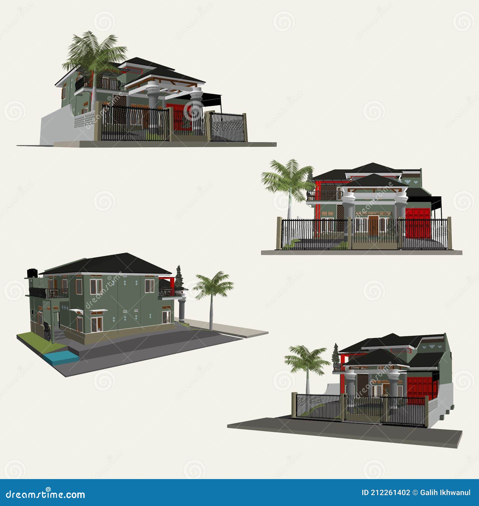 Vector 3D Illustration of a Two Storey House Stock Vector ...
