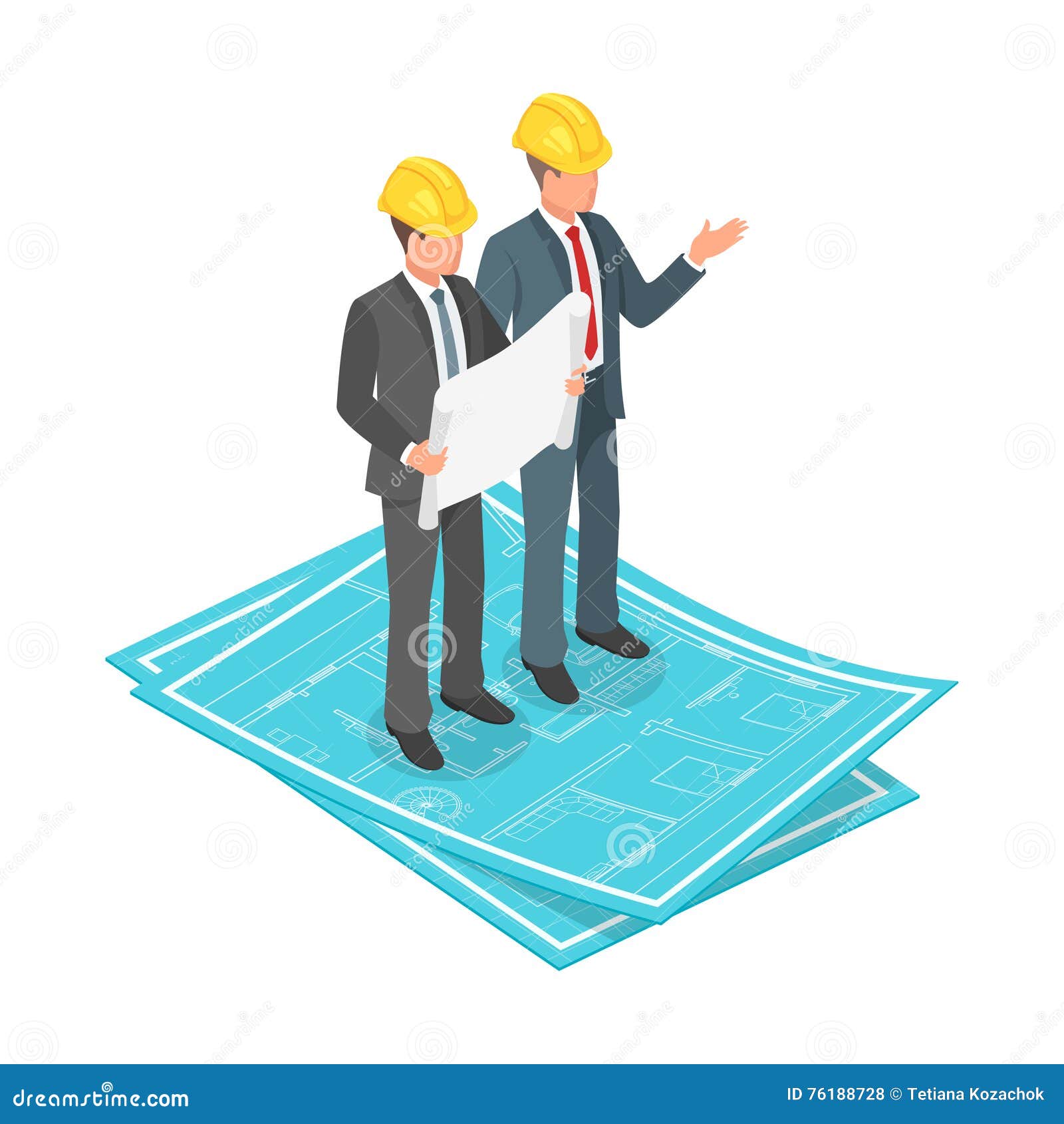 Vector 3d Isometric Concept of Businessman or Engineer in Hard Hat with ...