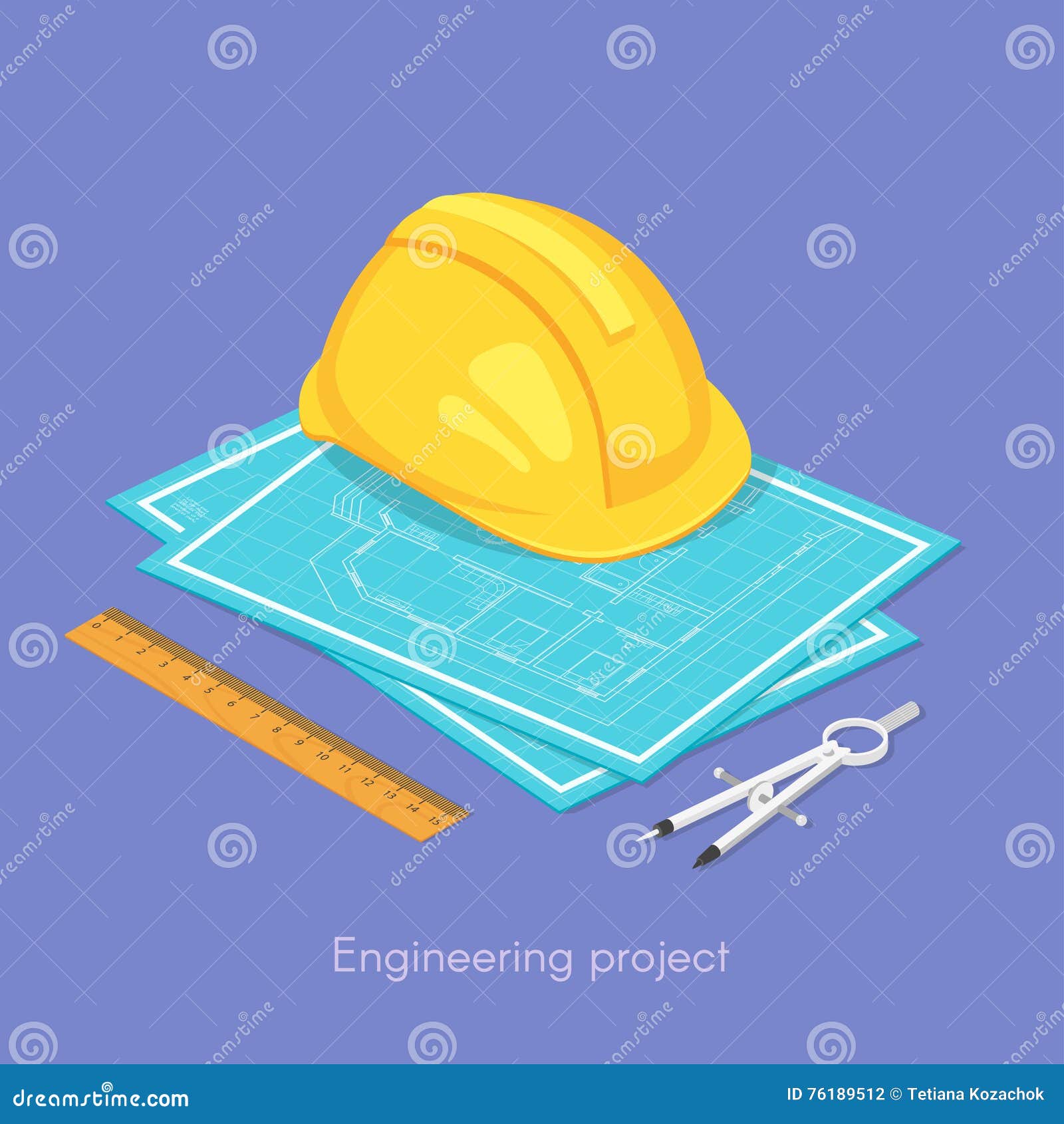 Vector 3d Isometric Concept of Engineering Project. Stock Vector ...