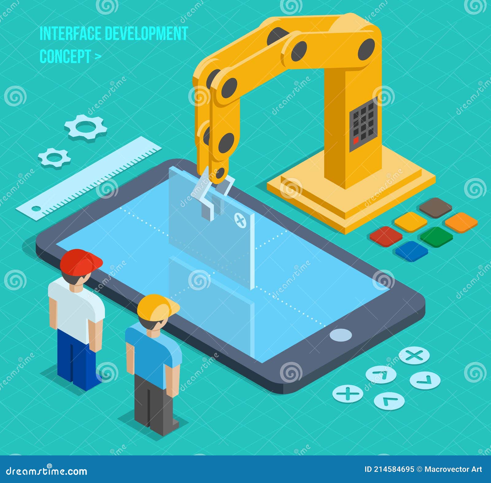 Vector 3d Isometric User Interface Development Concept Stock Vector ...