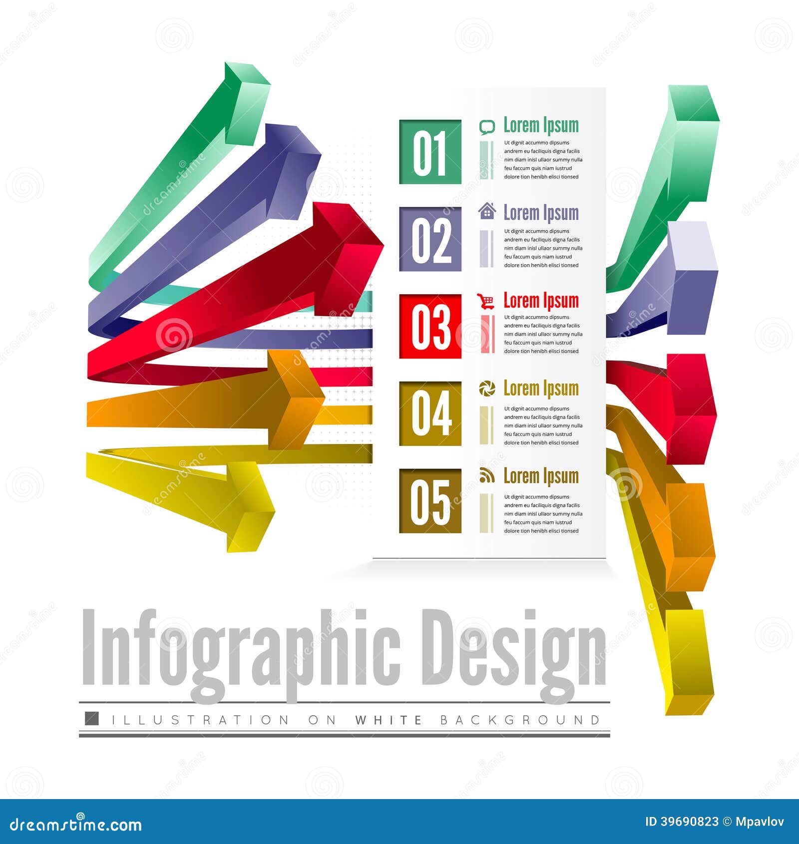 Vector 3d line arrow stock vector. Illustration of colorful - 39690823