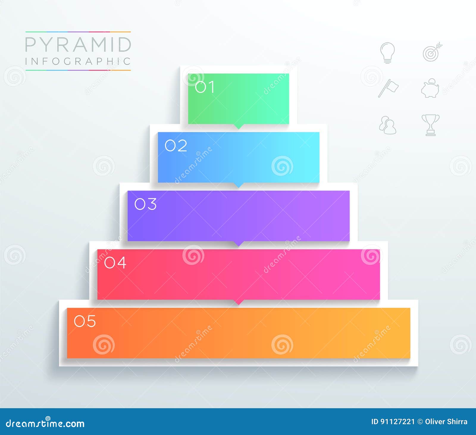 Vector 3d Los Cuadros De Texto 1 a Pirámide Apilada 5 Infographic C ...
