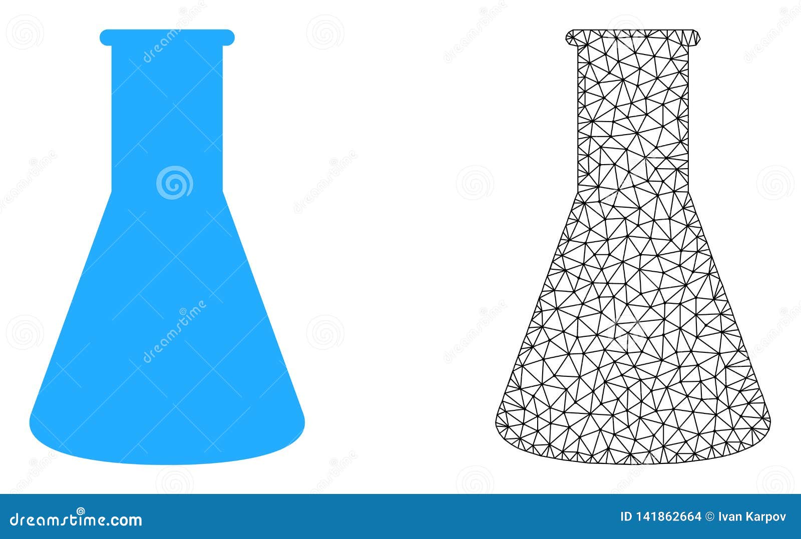 Vector 2D Mesh Chemical Retort and Flat Icon Stock Vector ...