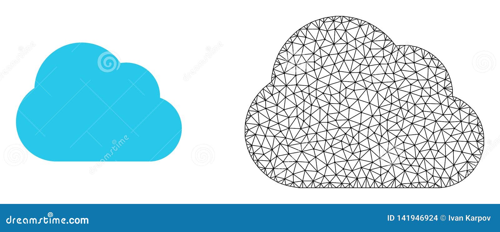 Vector 2D Mesh Cloud and Flat Icon Stock Vector - Illustration of ...