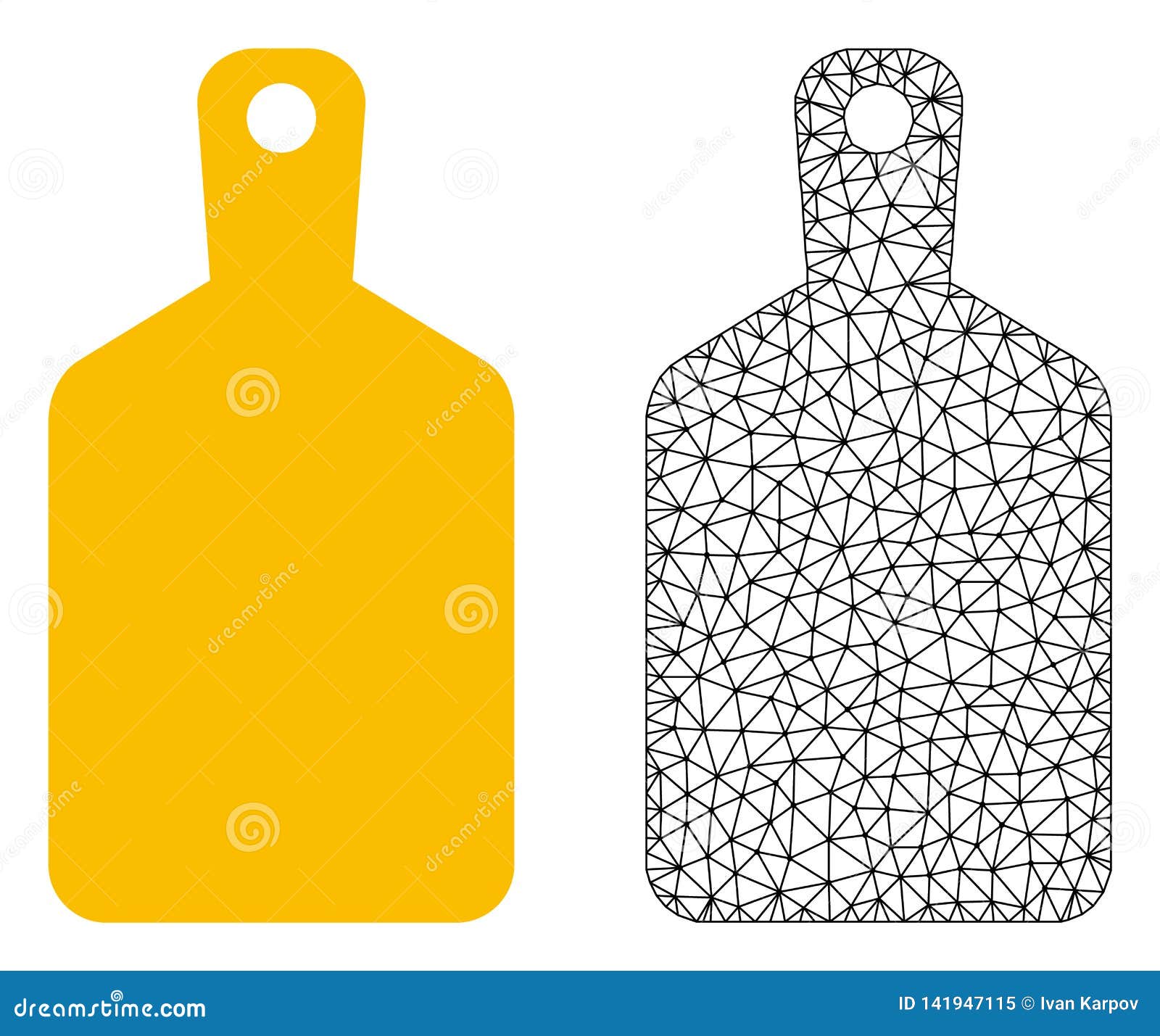 Vector 2D Mesh Cutting Board and Flat Icon Stock Vector - Illustration ...