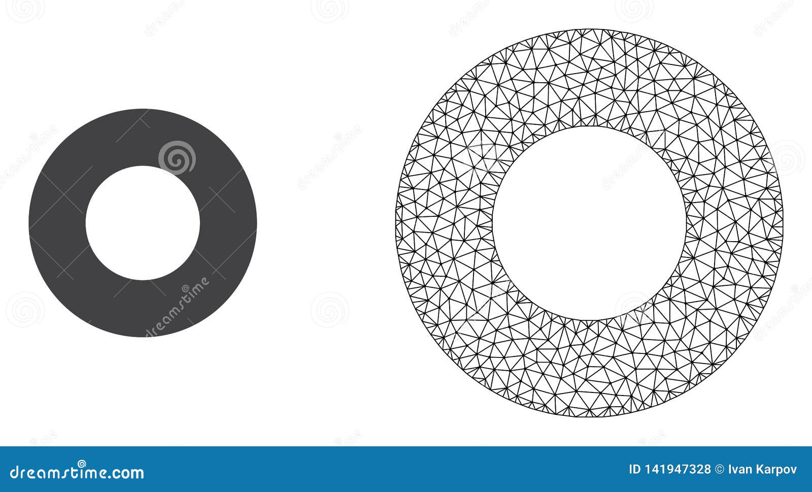 Vector 2D Mesh Donut and Flat Icon Stock Vector - Illustration of ...