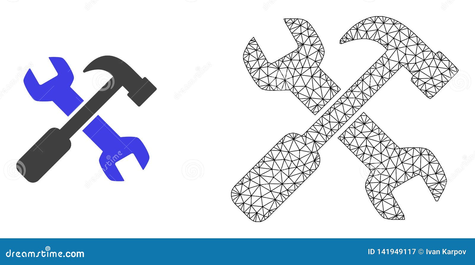 Vector 2D Mesh Repair Tools and Flat Icon Stock Vector - Illustration ...
