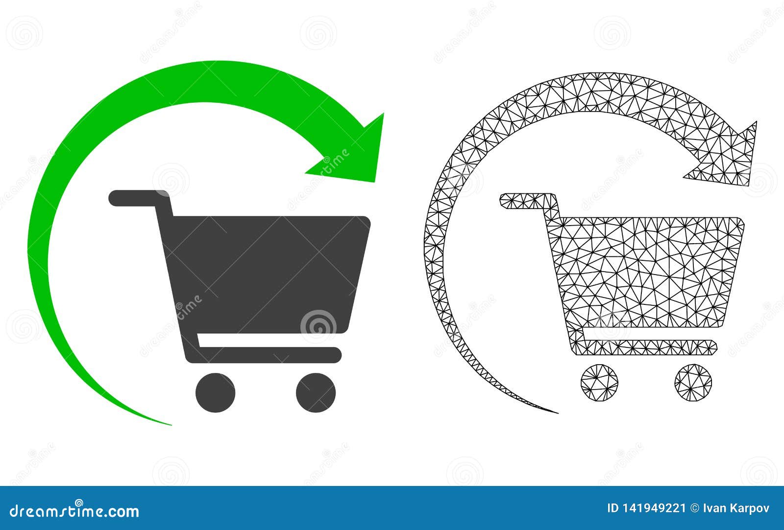 Vector 2D Mesh Repeat Shopping Order and Flat Icon Stock Vector ...