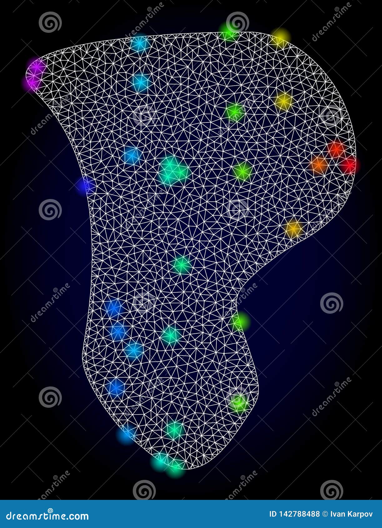 Vector 2D Mesh Spot with Rainbow Colored Glowing Spots Stock Vector ...