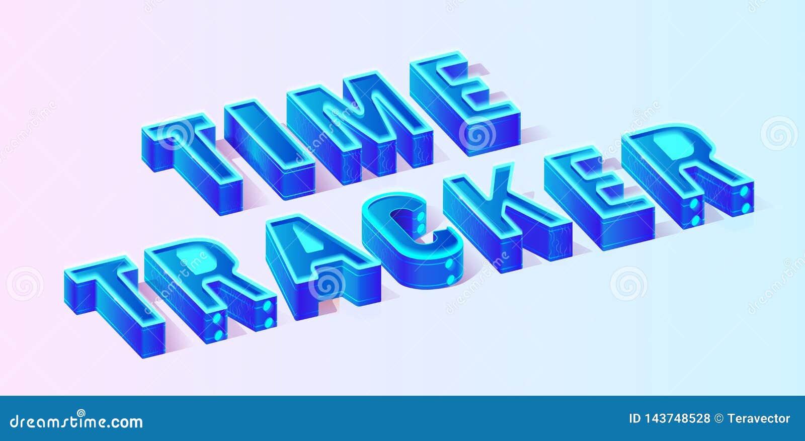 Blue Isometric Time Tracker Composition Banner Stock Vector ...