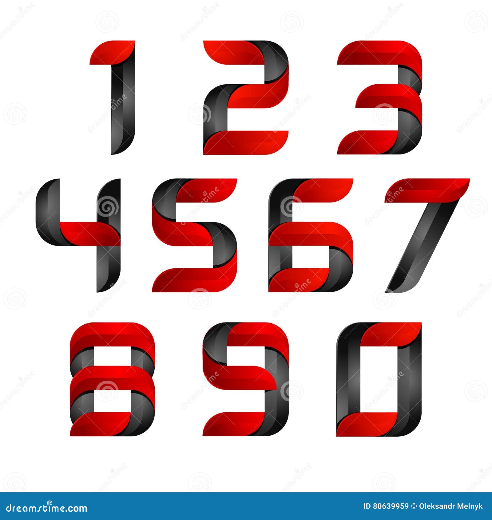 Vector 3d Number Set Logo with Speed Red and Black. Design for Banner ...
