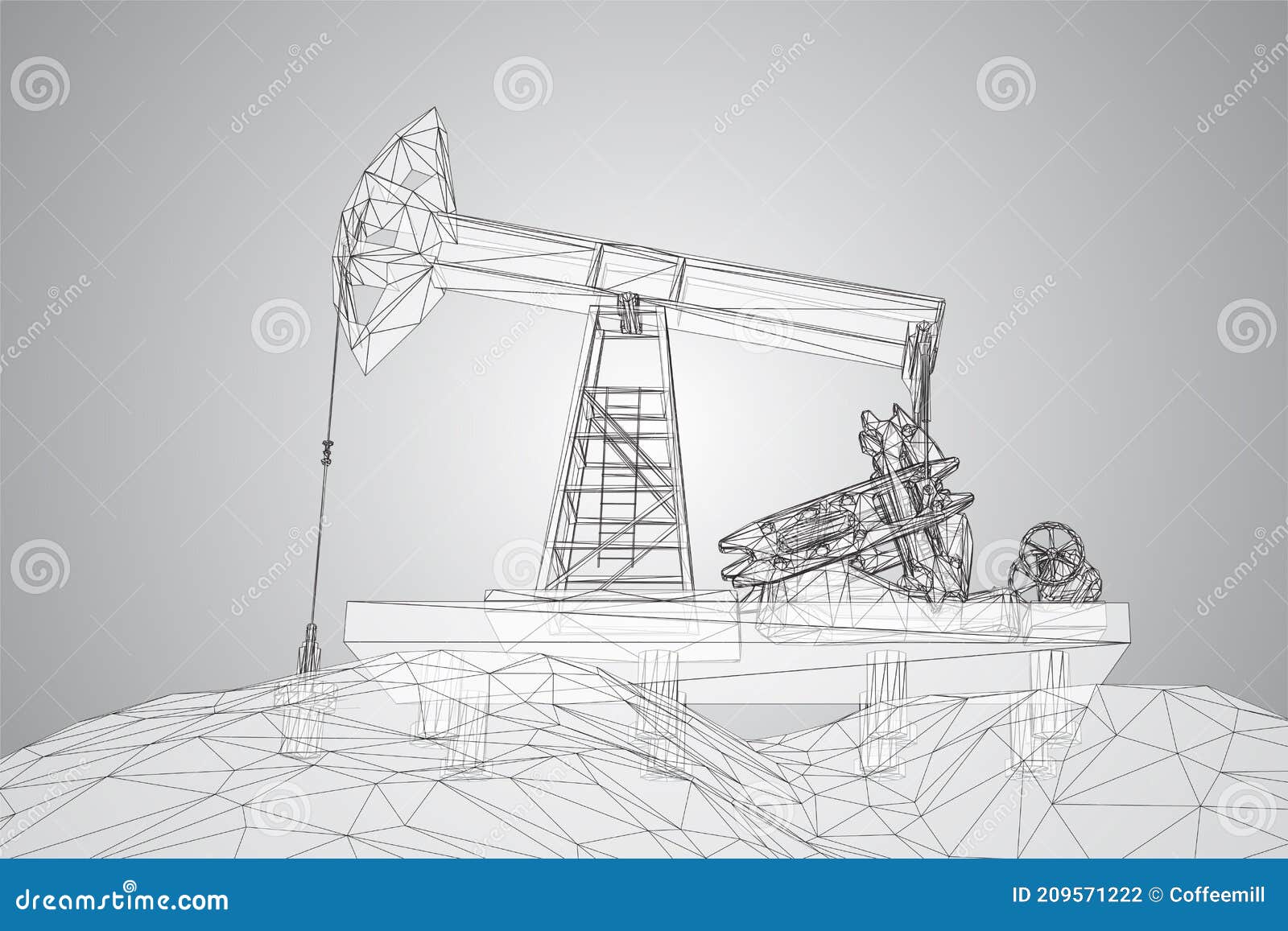 Vector 3d Oil Rigs from Polygons and Lines Stock Vector - Illustration ...