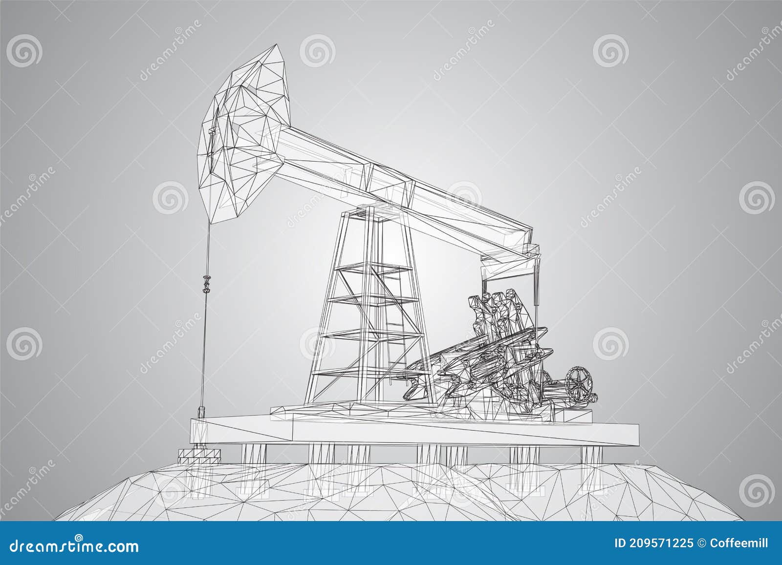 Vector 3d Oil Rigs from Polygons and Lines Stock Vector - Illustration ...