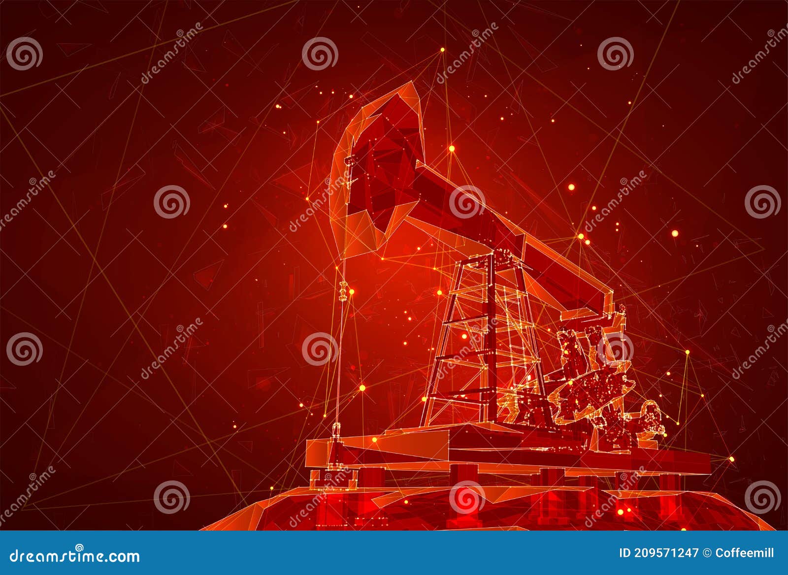 Vector 3d Oil Rigs from Polygons and Lines Stock Vector - Illustration ...