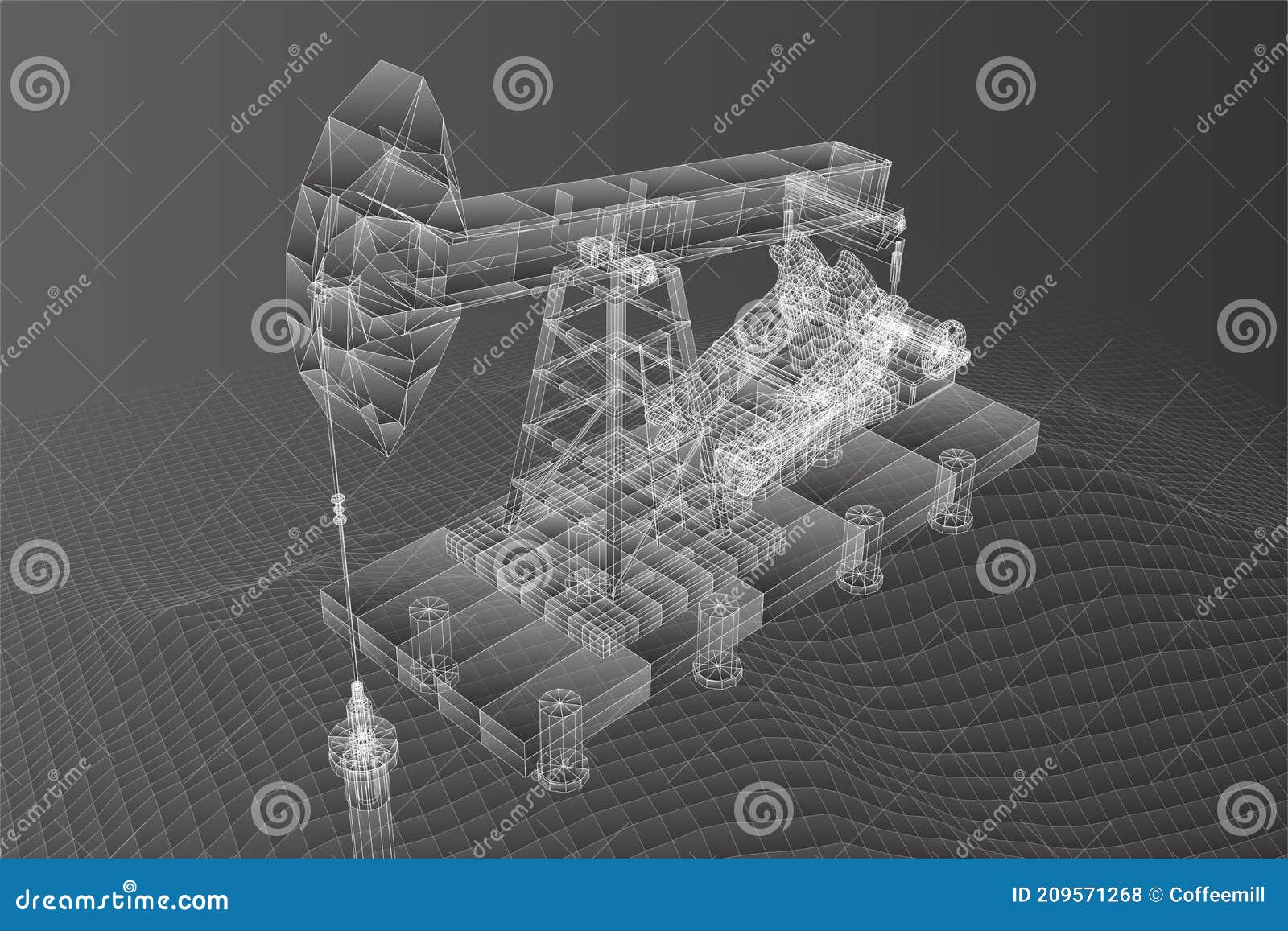 Vector 3d Oil Rigs from Polygons and Lines Stock Vector - Illustration ...