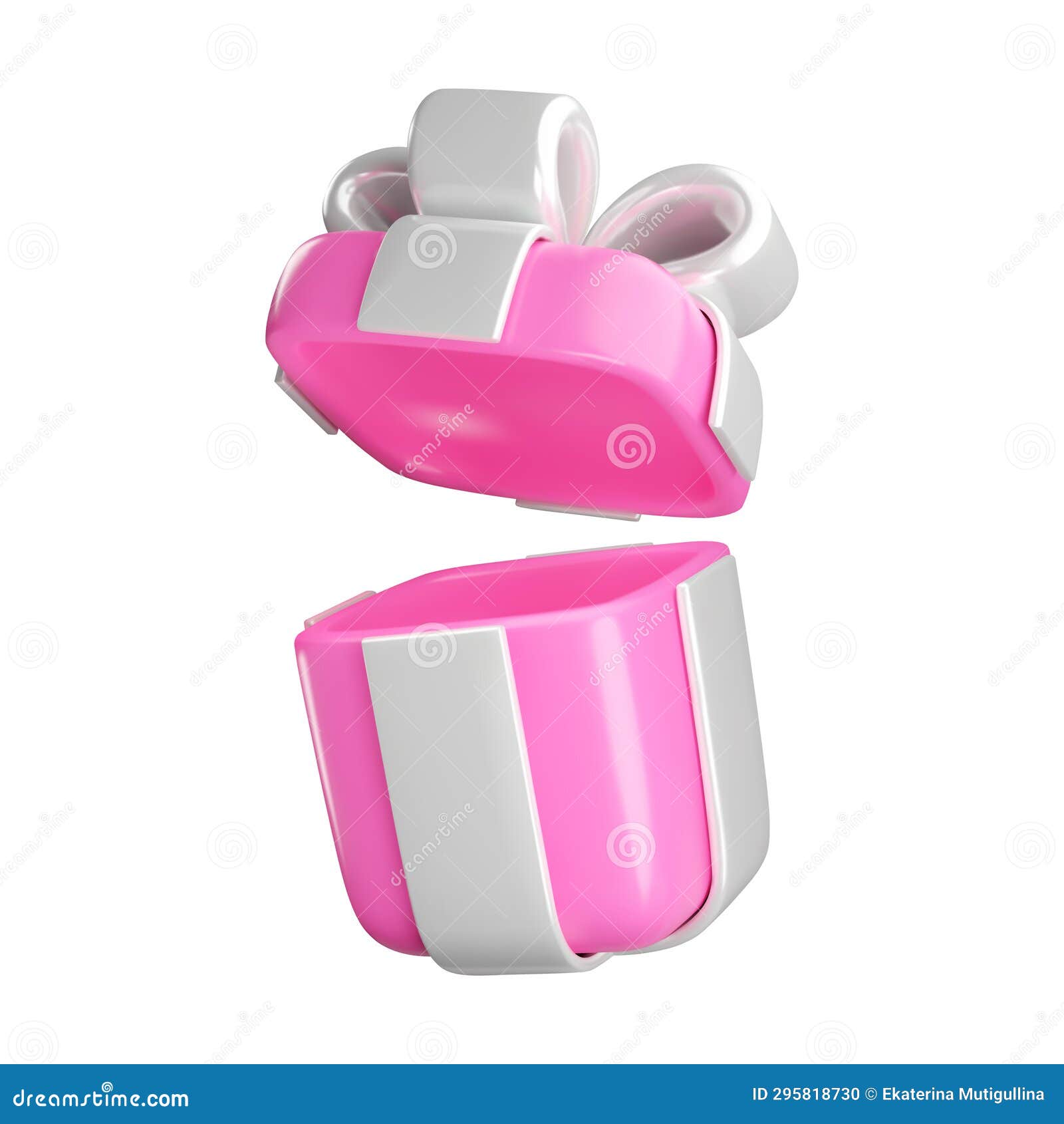 Vector 3d Open Empty Gift Box. Cute Realistic Holiday Pink Present with ...