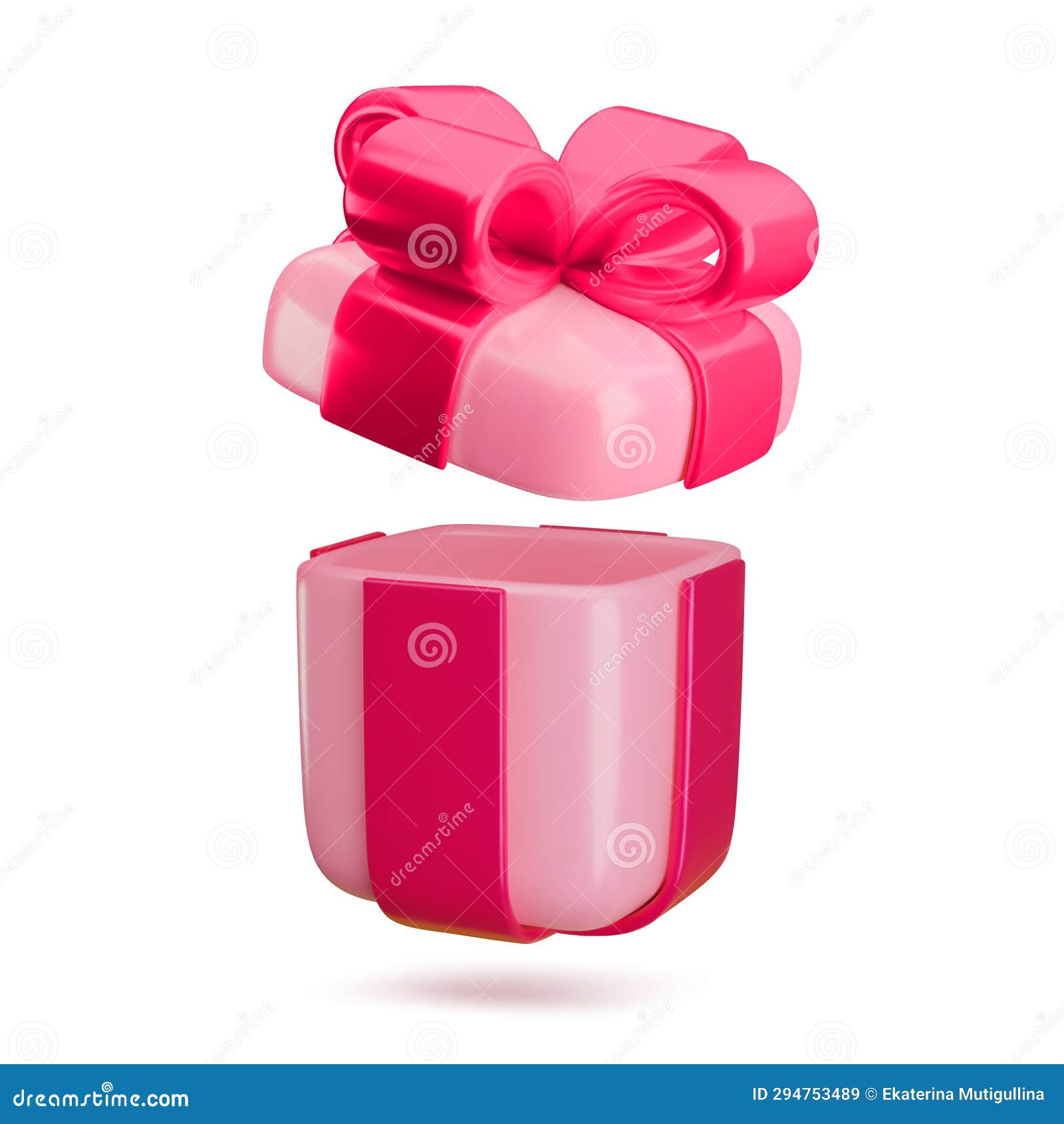 Vector 3d Open Gift Box. Cute Realistic Empty Pastel Pink Present with ...