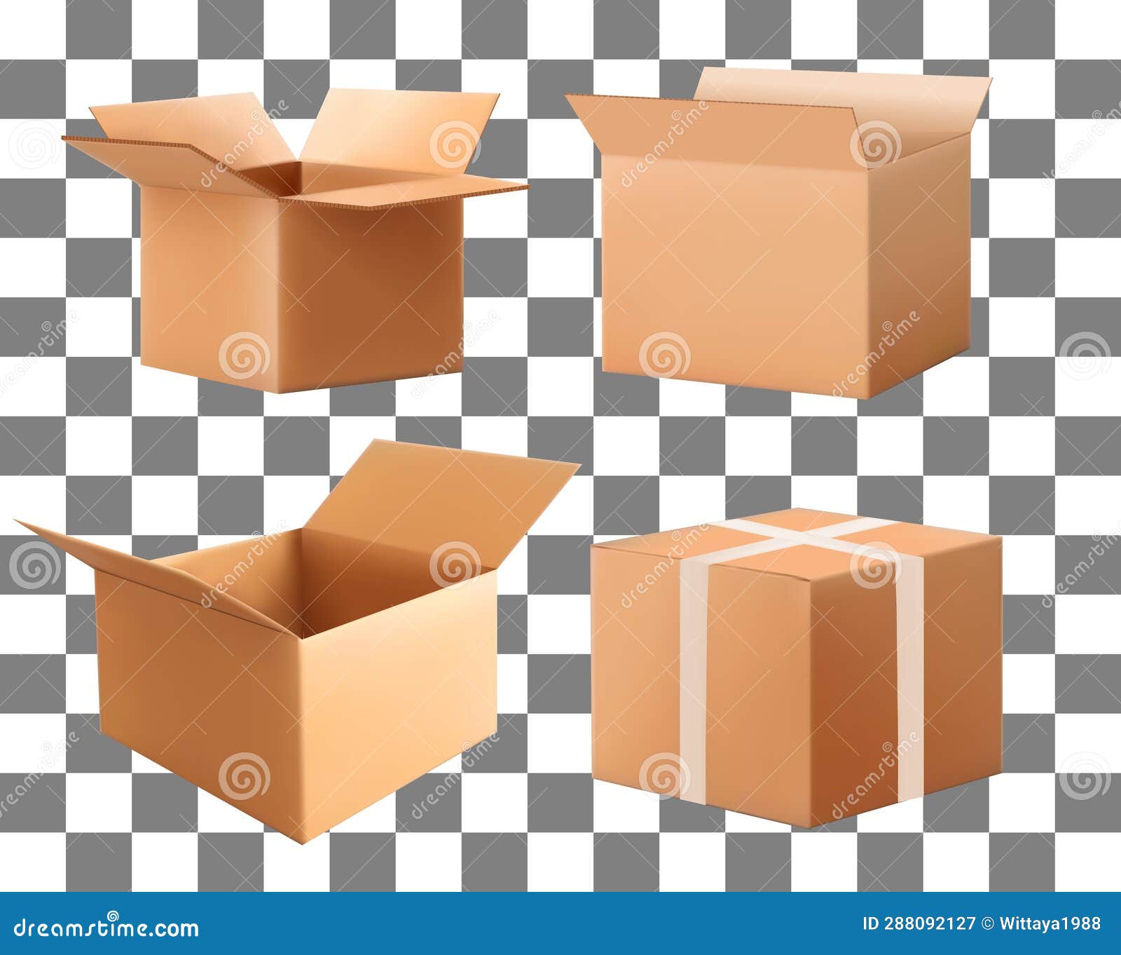 Vector 3D Packaging Open and Closed Box with Cardboard Box Mockup Set ...
