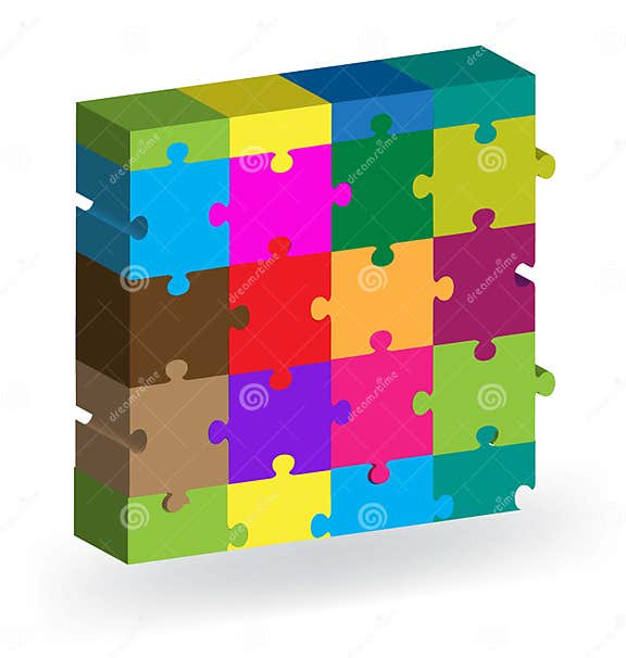 Vector 3D Puzzle Square Shape Stock Vector - Illustration of ...
