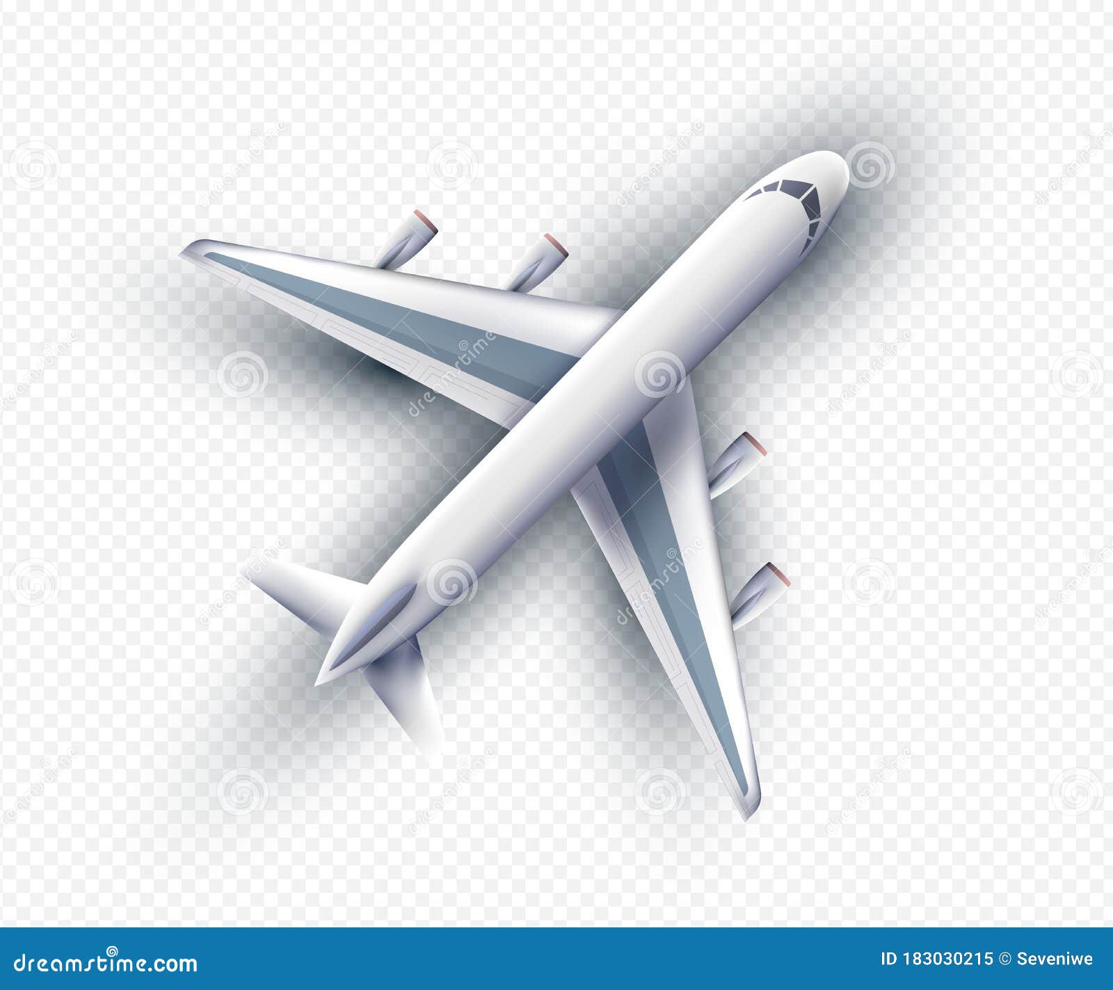 Vector 3d Realistic Airliner with High Detailed Objects, Top View ...