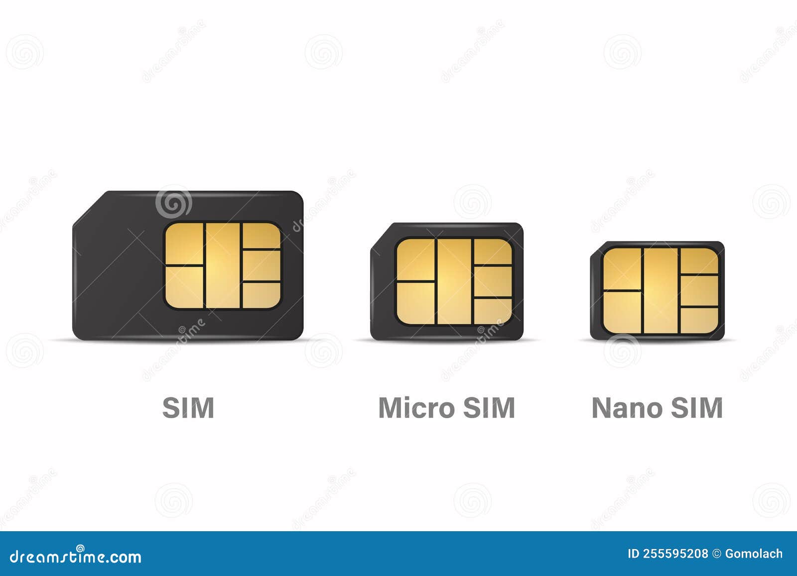 Vector 3d Realistic Black Plastic Sim, Micro Sim, Nano Sim Card ...