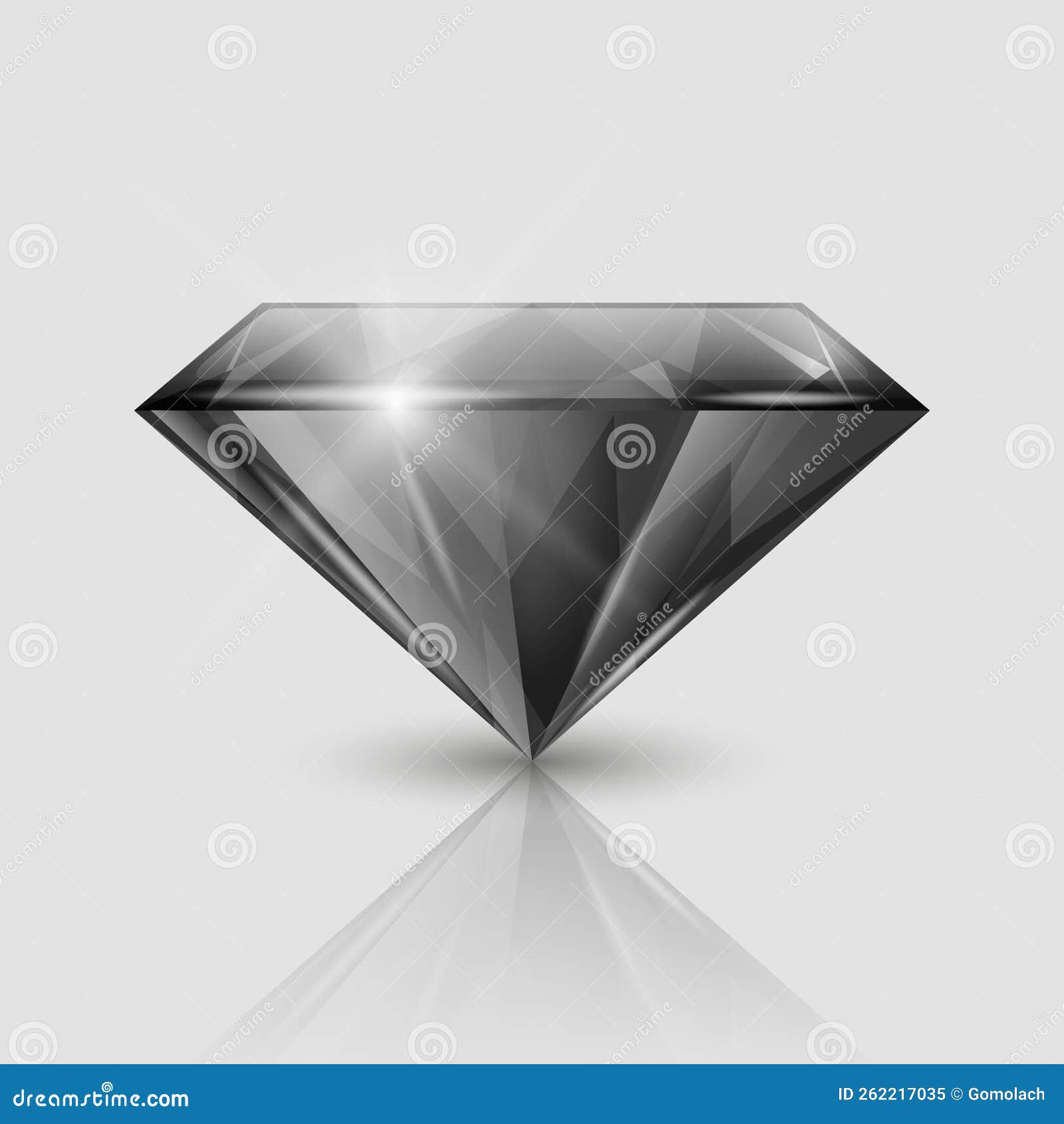 Vector 3d Realistic Black Transparent Triangular Glowing Gemstone ...