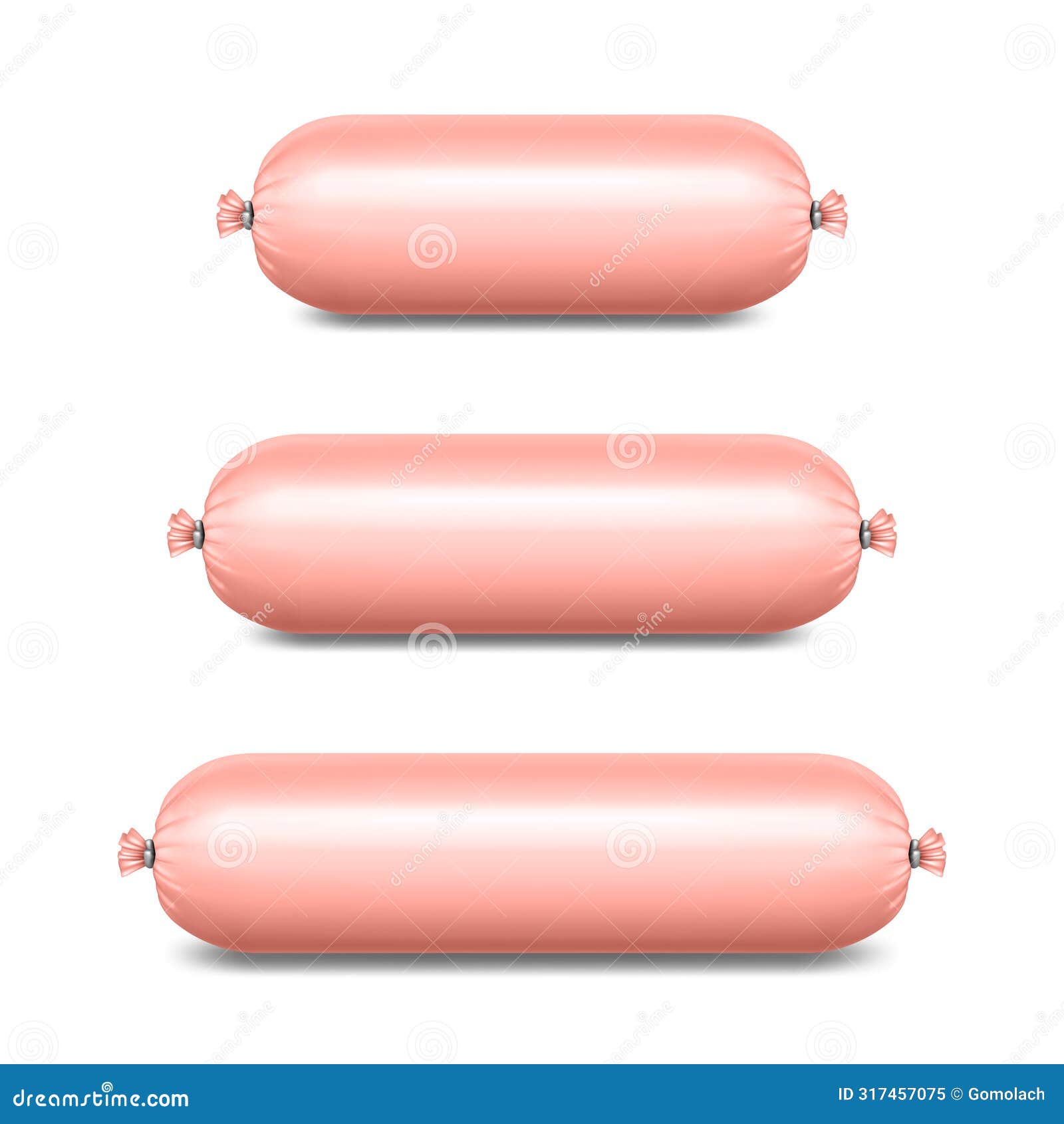 Sausage Packaging Mockup. Realistic White Cellophane Wrappers ...