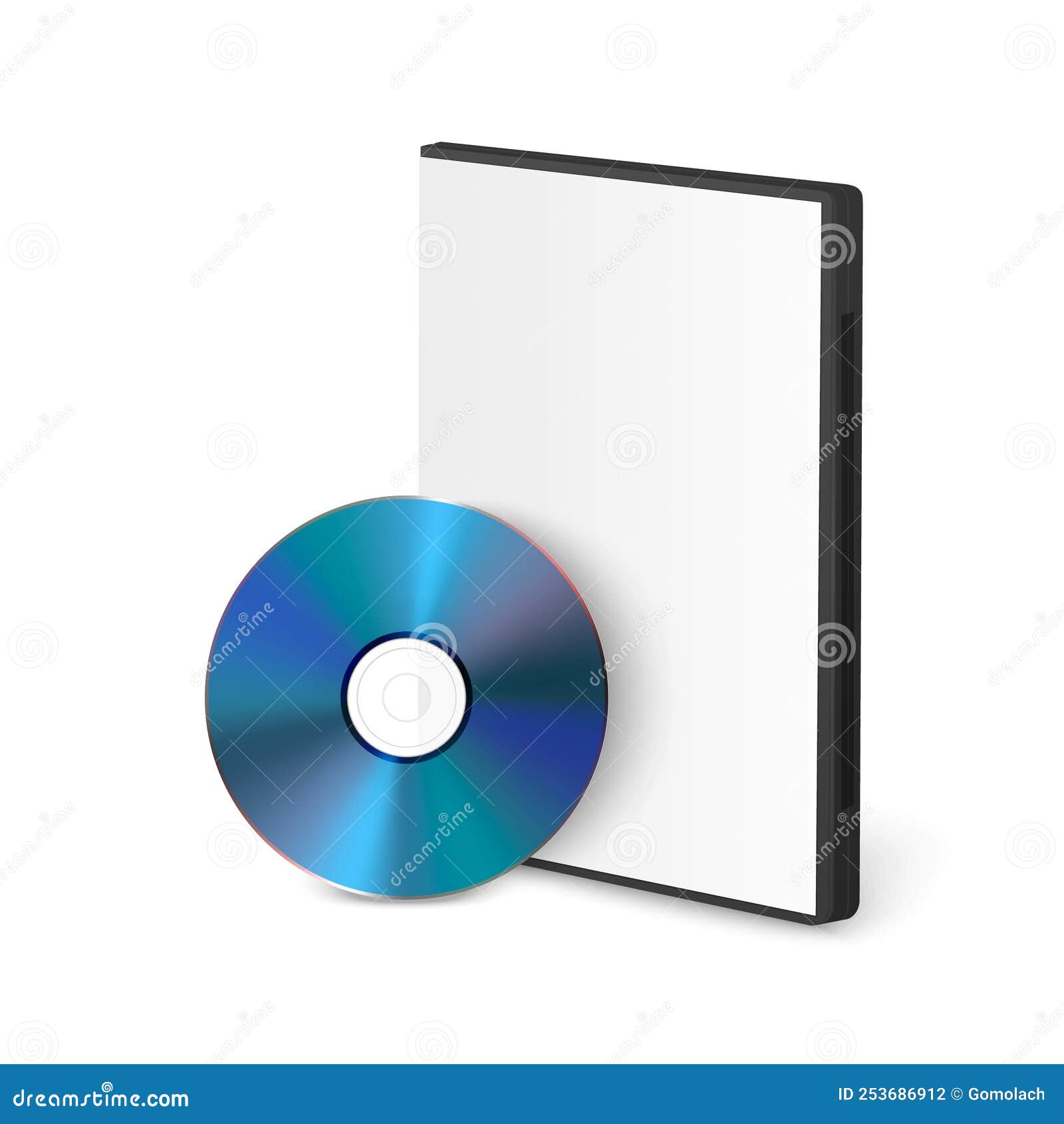 Vector 3d Realistic Blue CD, DVD with Case Isolated on White. CD Box ...