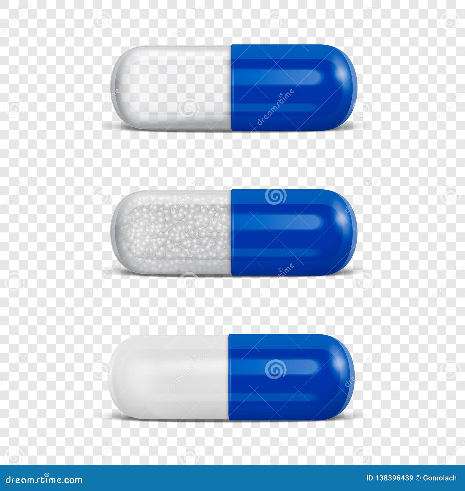 Vector 3d Realistic Blue Medical Pill Icon Set Closeup on Transparency ...