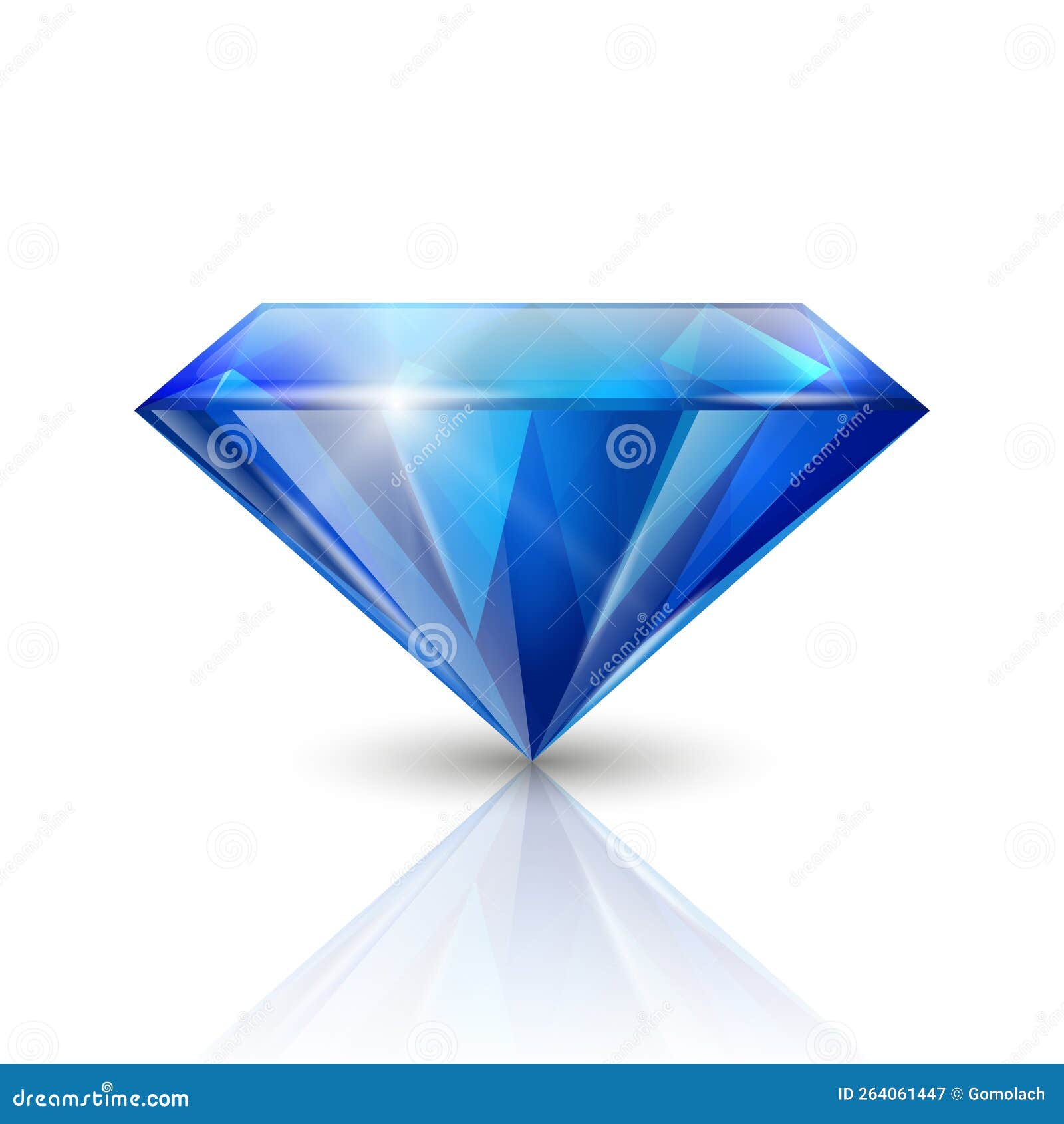 Vector 3d Realistic Blue Transparent Triangular Glowing Gemstone ...