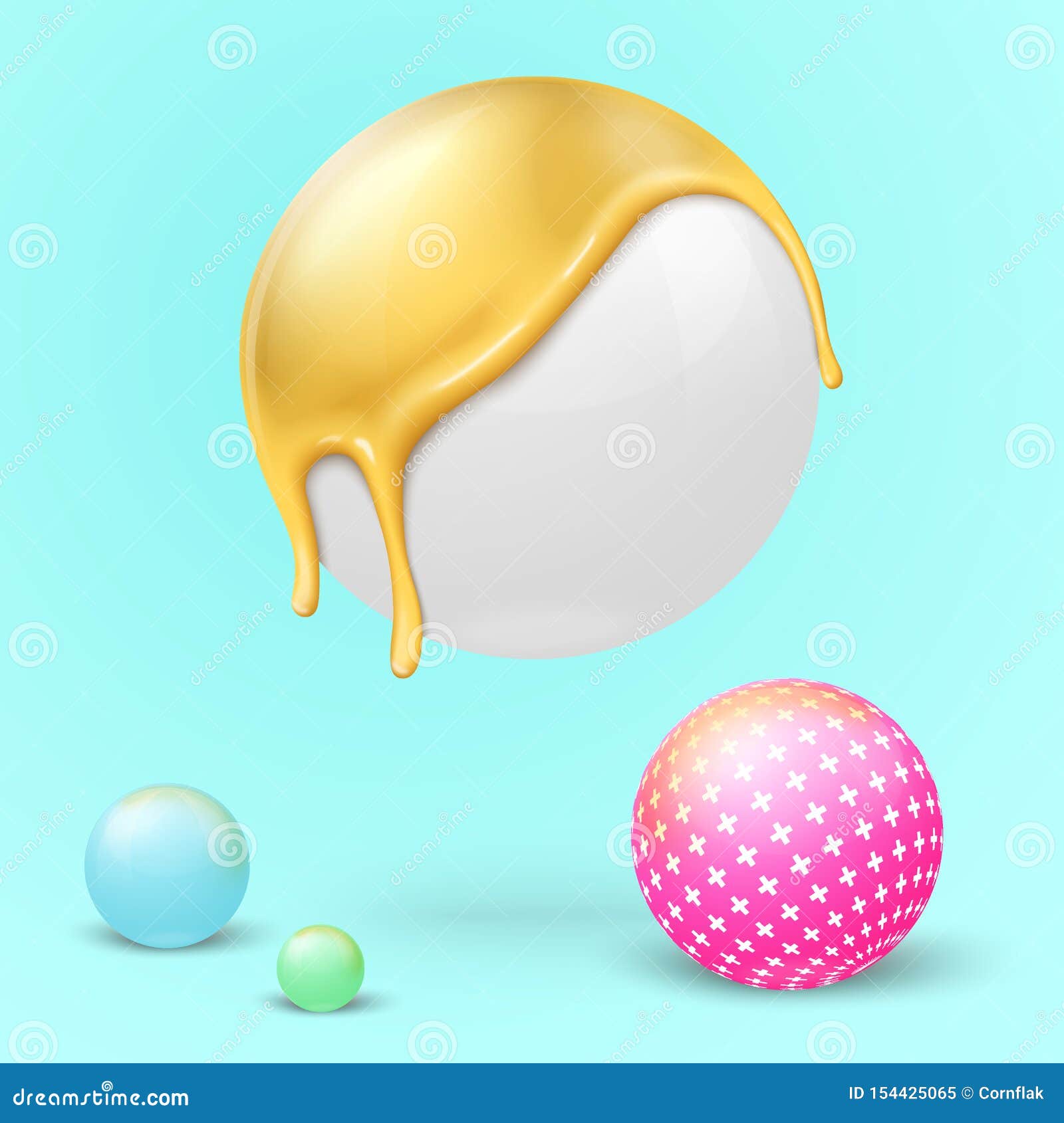 Vector 3D Realistic Bright Balls Dripping Gold Stock Vector ...