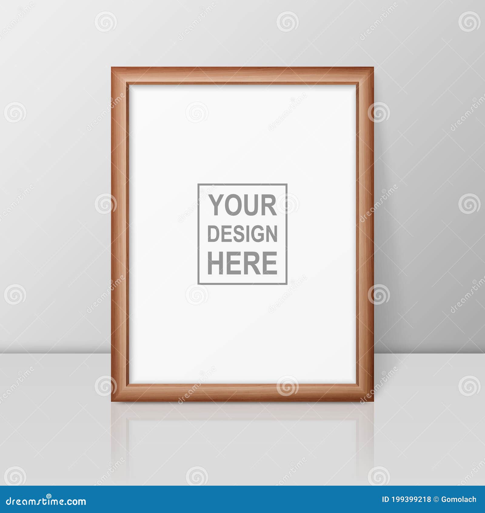 Vector 3d Realistic A4 Brown Wooden Simple Modern Frame on a Glossy ...