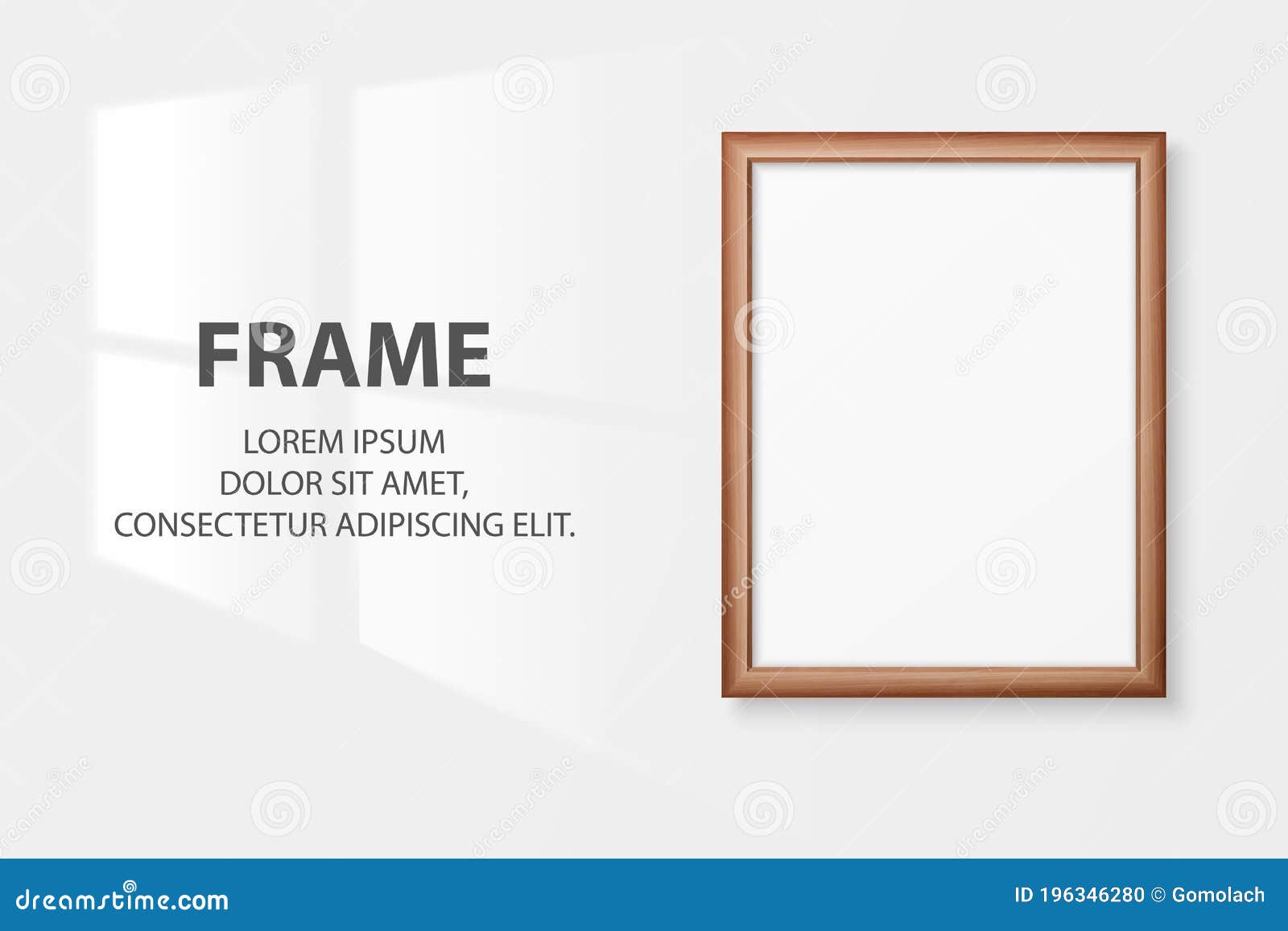 Vector 3d Realistic A4 Brown Wooden Simple Modern Frame on a White Wall ...