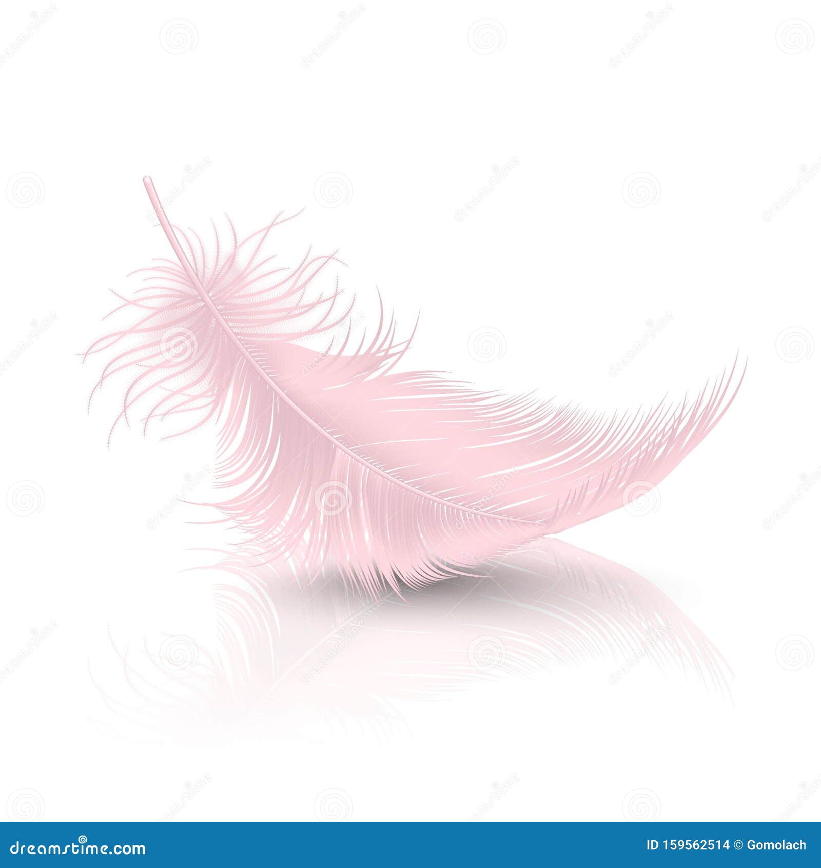 Vector 3d Realistic Falling Pink Flamingo Fluffy Twirled Feather With ...